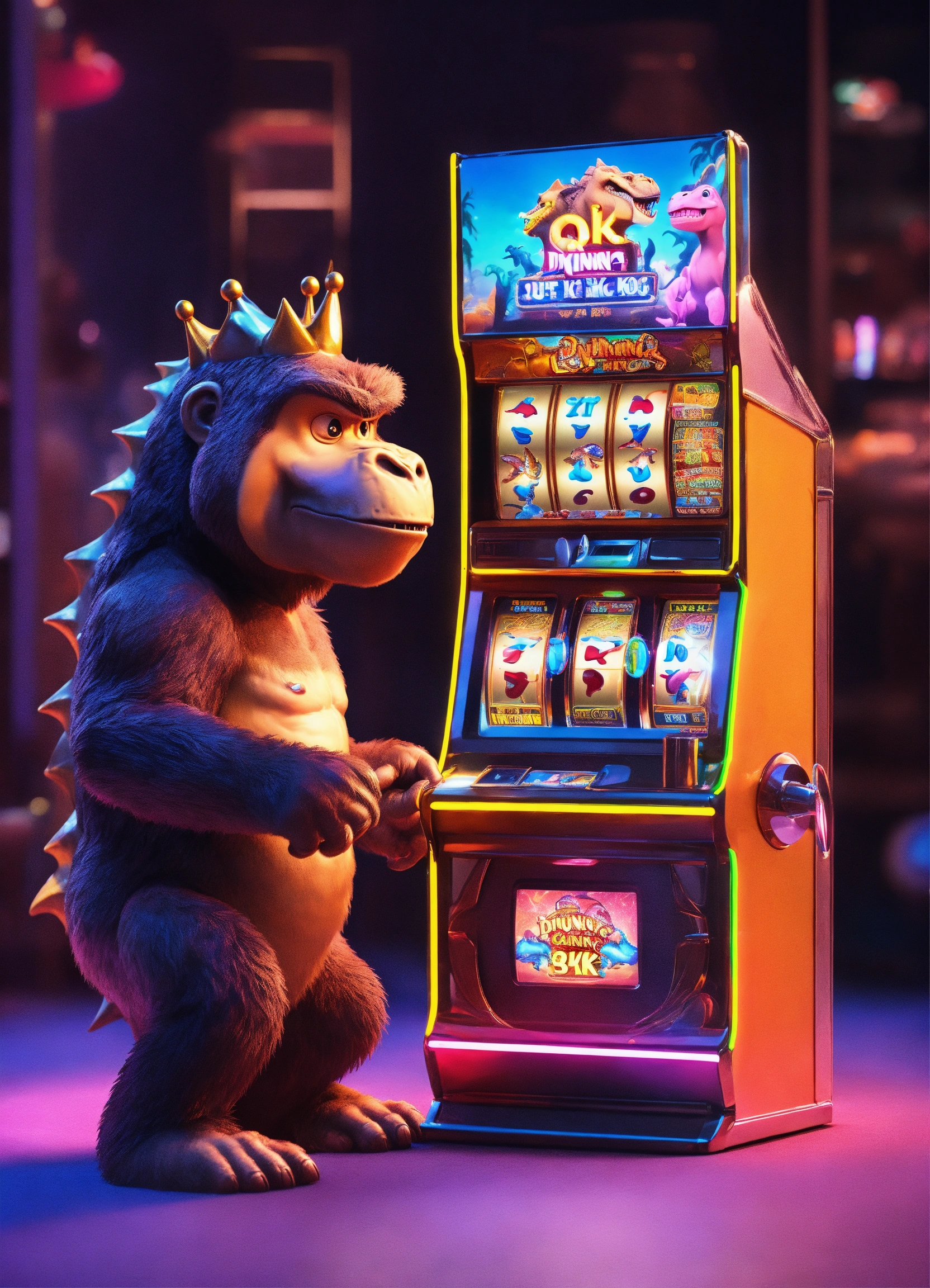 Lexica - 3D CUTIE Q VERSION CHARACTERS, BROWN KING KONG VS DINOSAUR ...