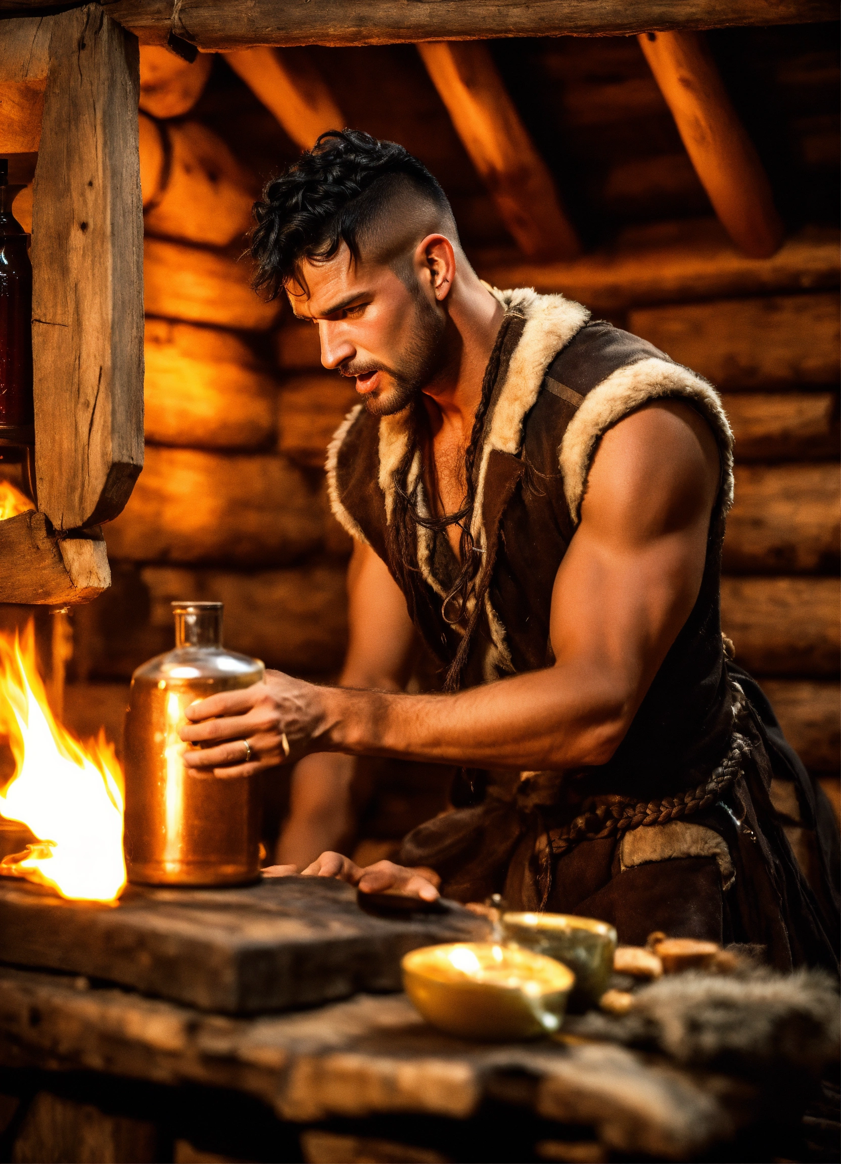 Lexica - In photographic style a rugged scruffy pale german male black ...