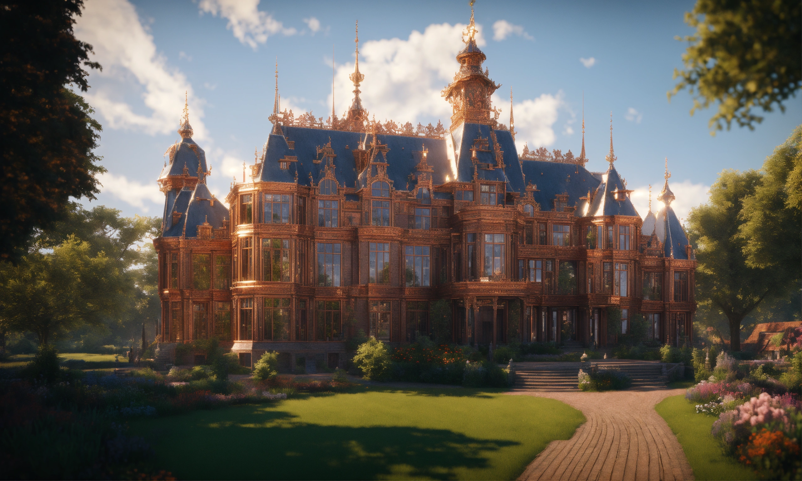 Lexica - Full image of a massive copper palace, dutch architecture, on ...
