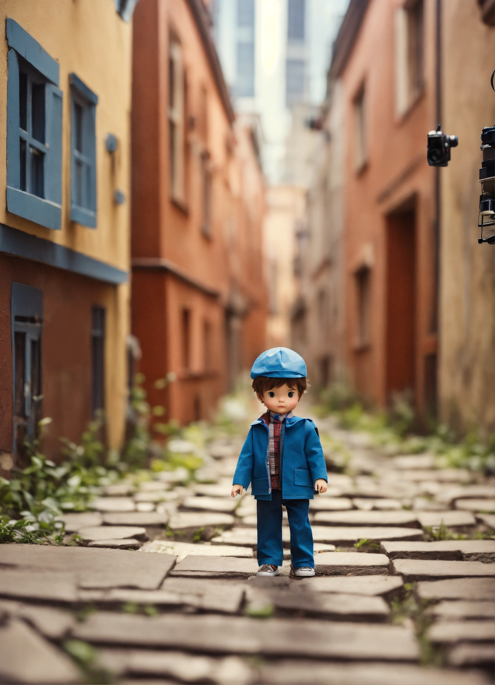 Lexica - Handcraft paper doll boy, escaping, background in the real ...