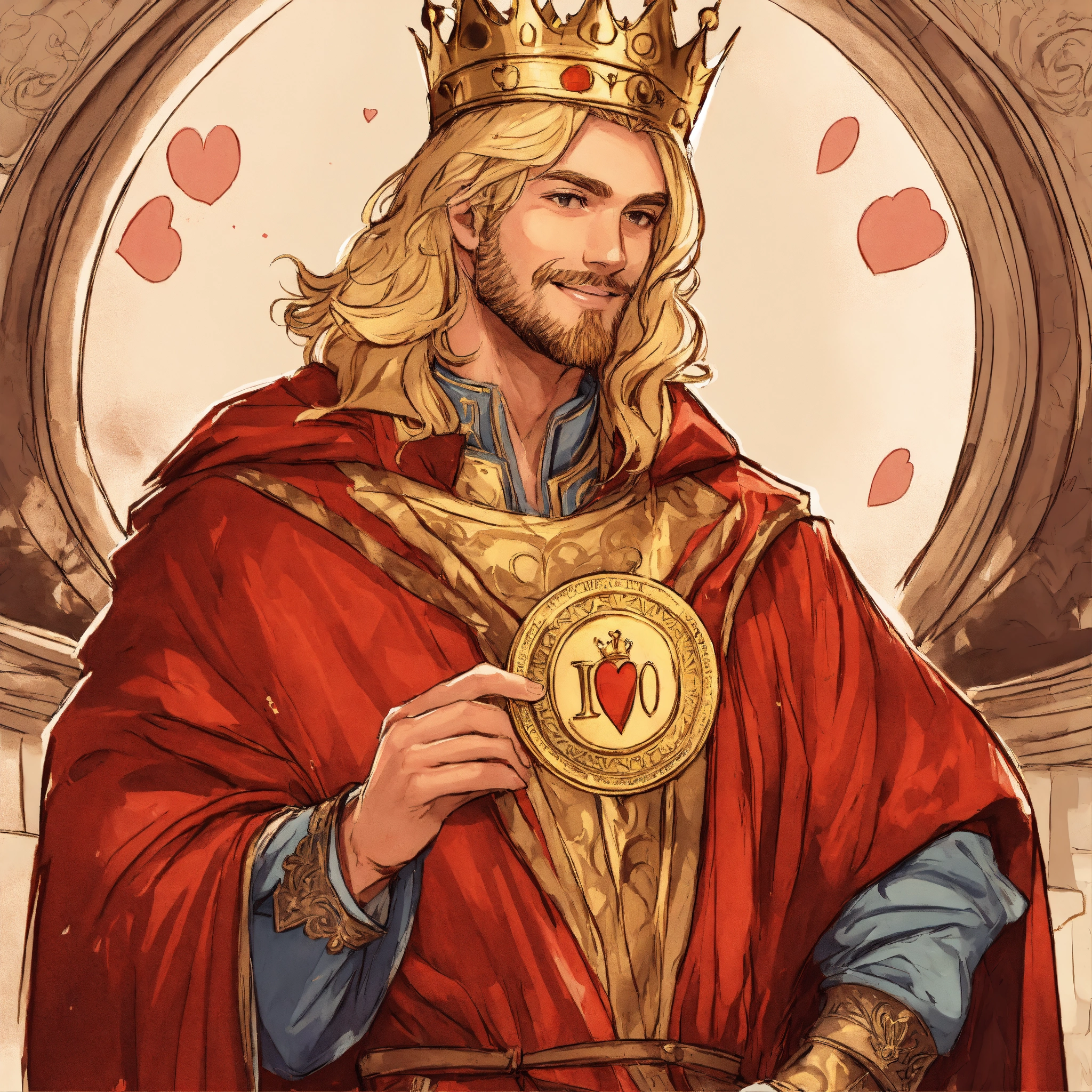 Lexica - Sketch of handsome smiling blonde king with a big fancy ...