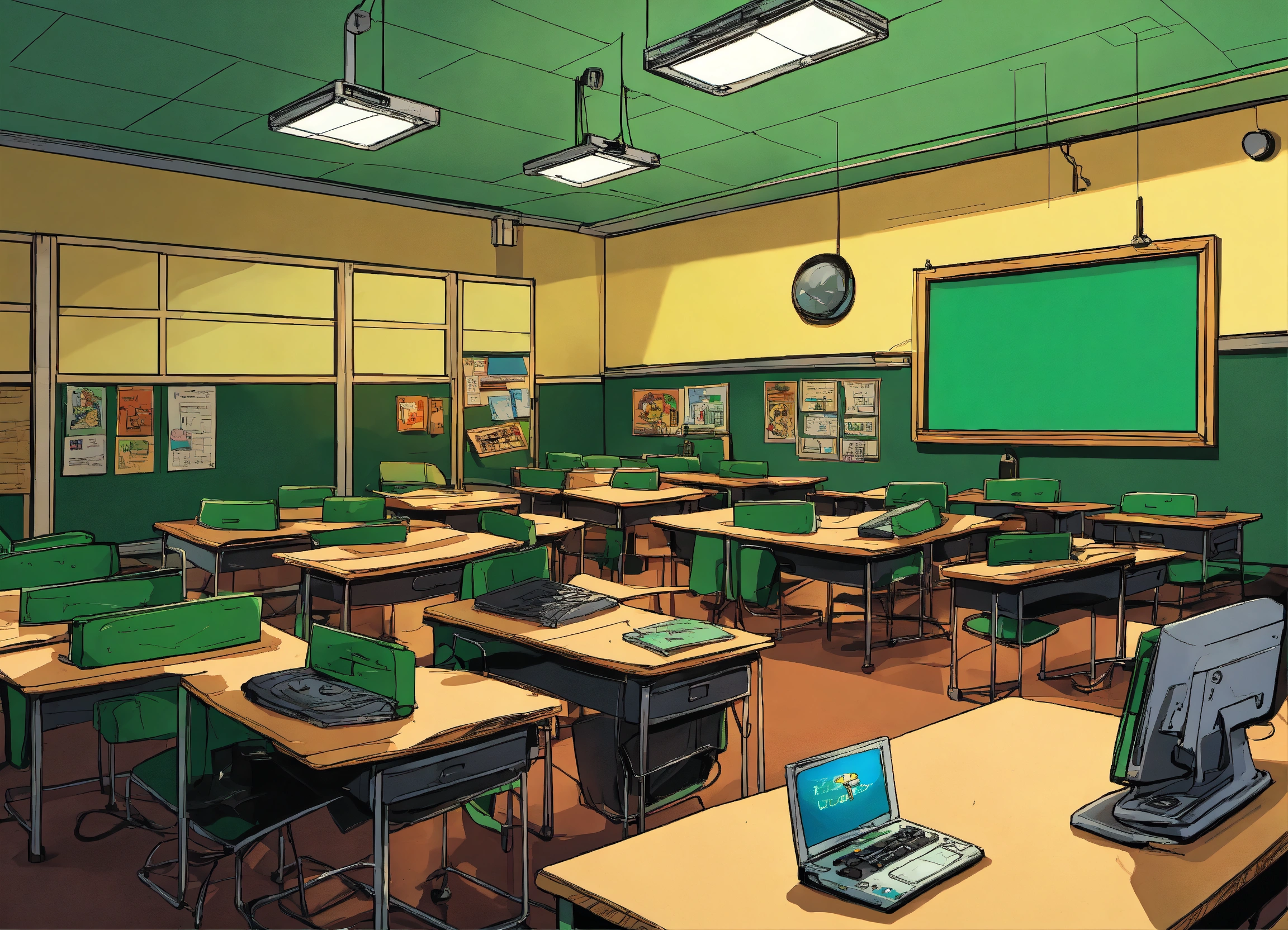 Lexica - Create a comic cartoon poster depicting an overhead view of a ...