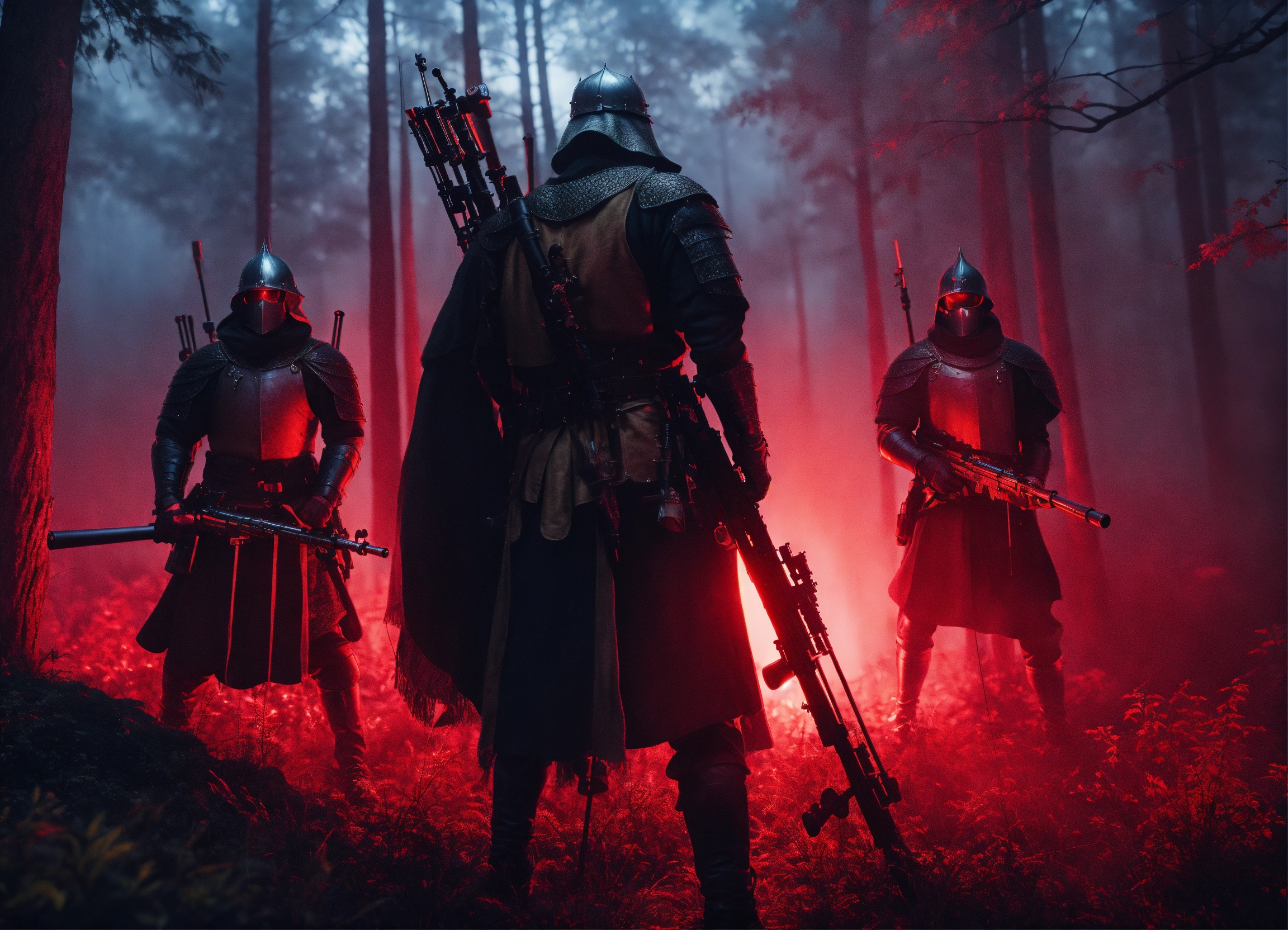 Lexica - Cinematic medieval King and his knights holding sniper rifles ...