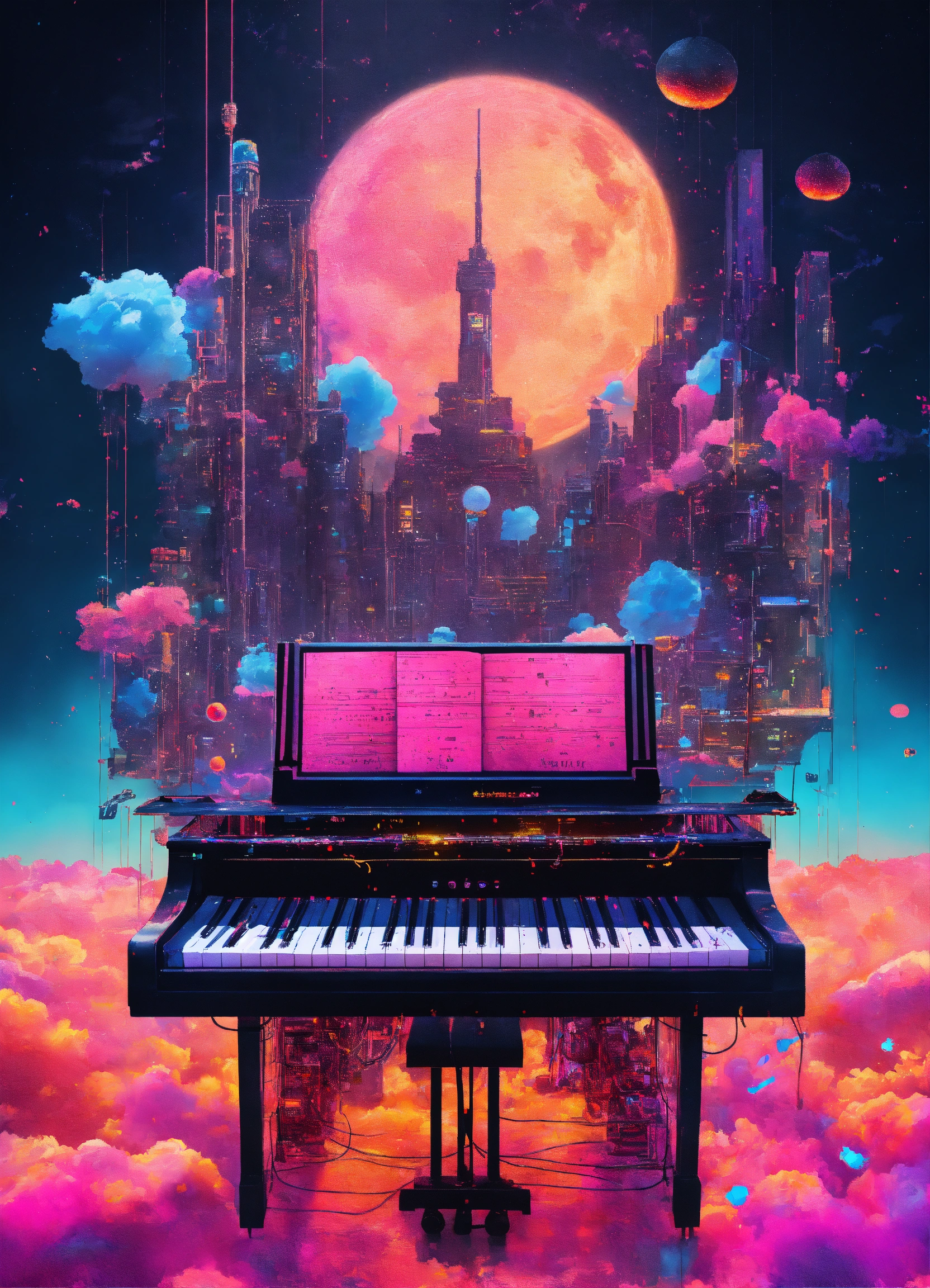 Lexica - A old fashion microphone infused into a floating cyberpunk ...