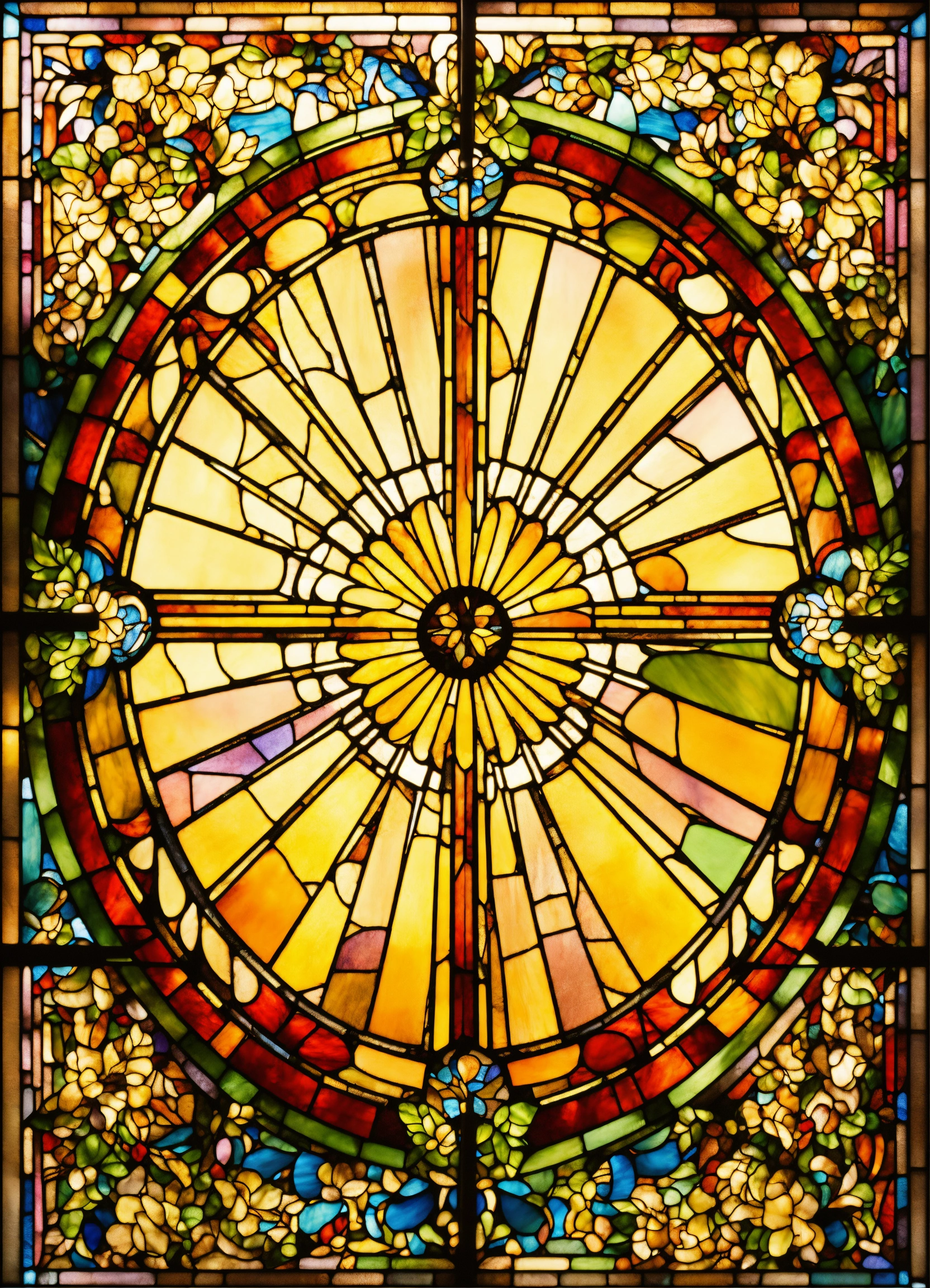 Lexica - A vitral window, art noveau style, with colorful nature ...