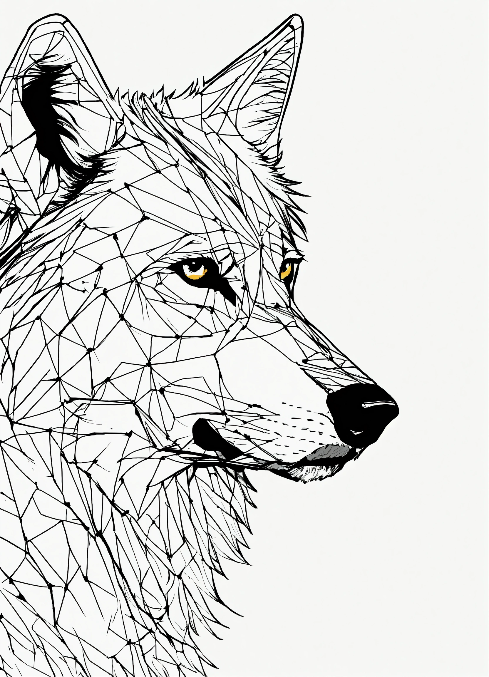 Lexica - Create a sketch of the wolf silhouette, black, single lines as ...