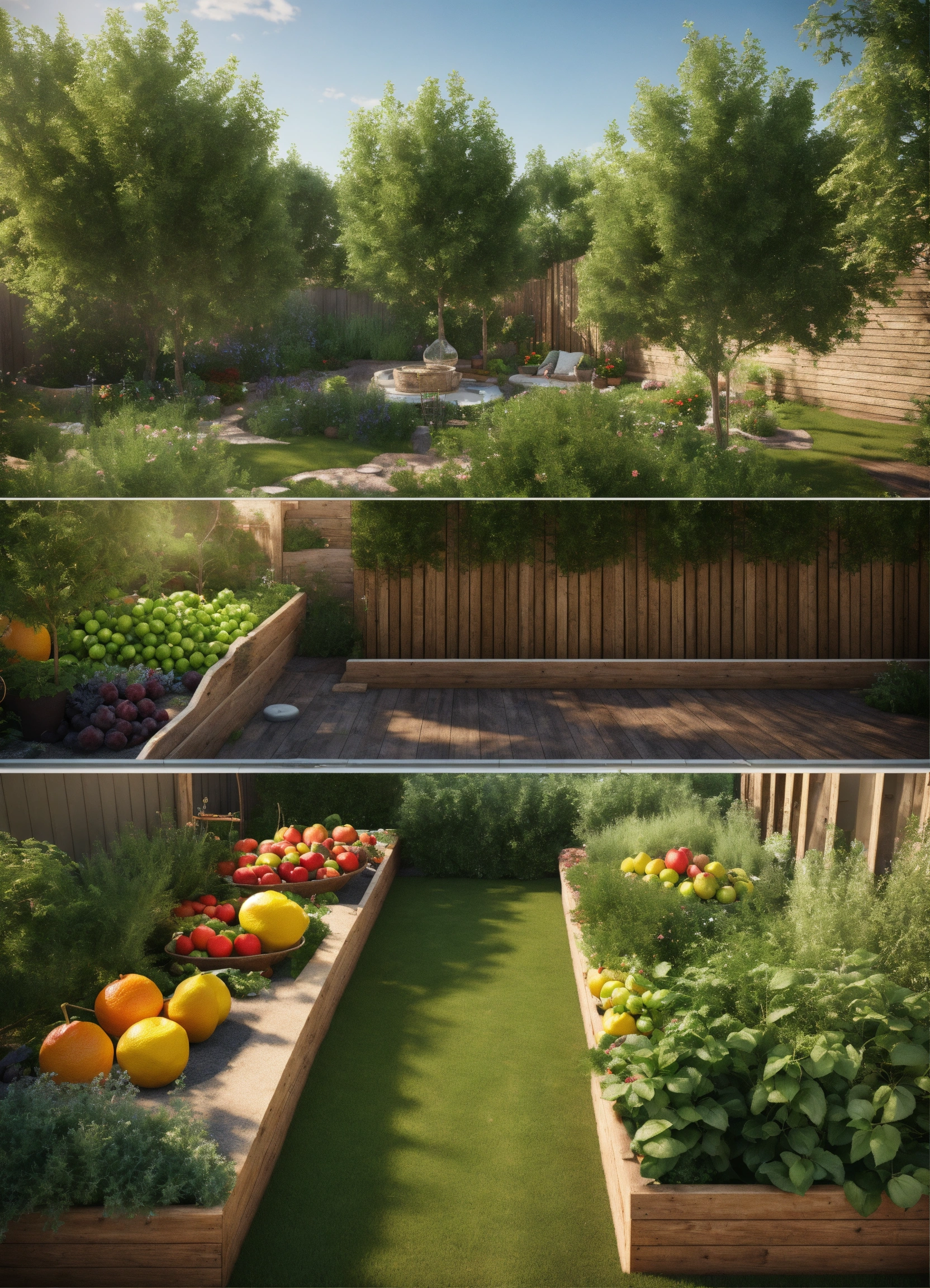 Lexica - A realistic 4HD photo image showing a backyard garden with ...