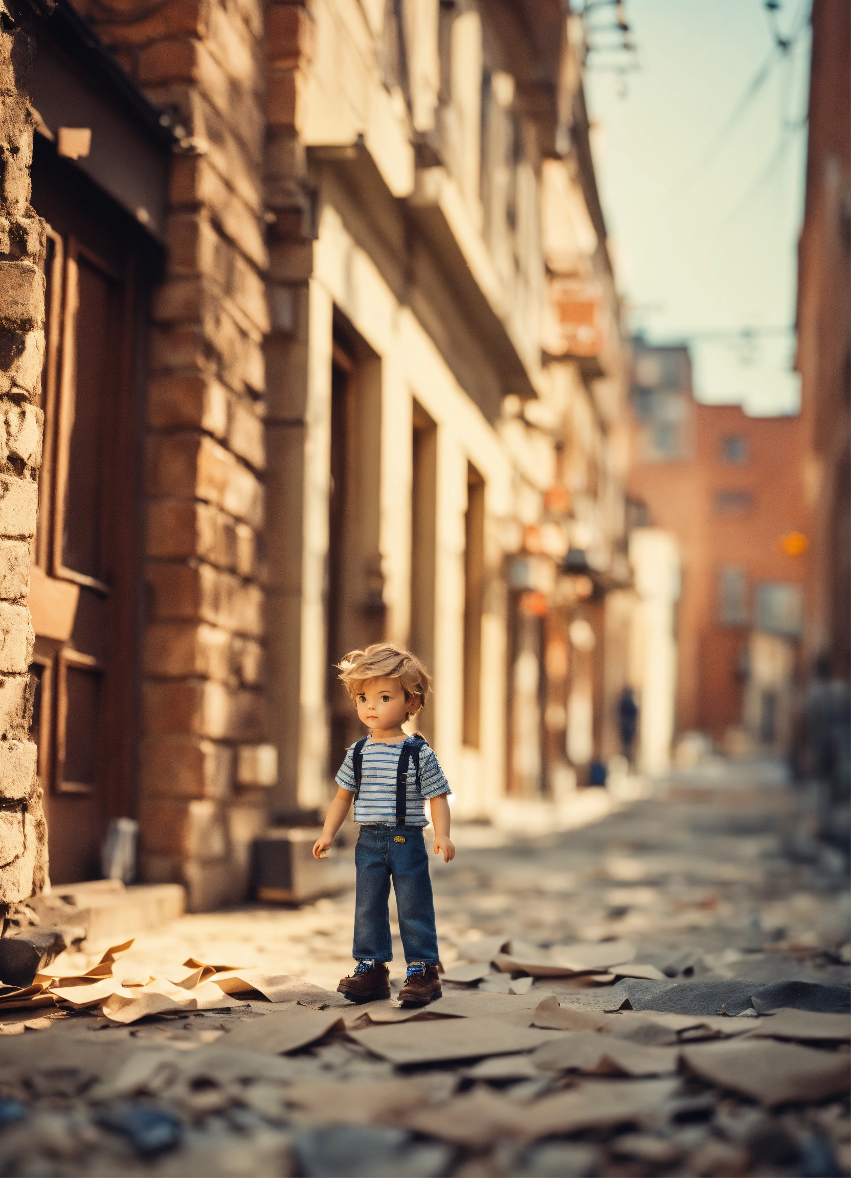 Lexica - Handcraft paper doll boy, escaping, background in the real ...