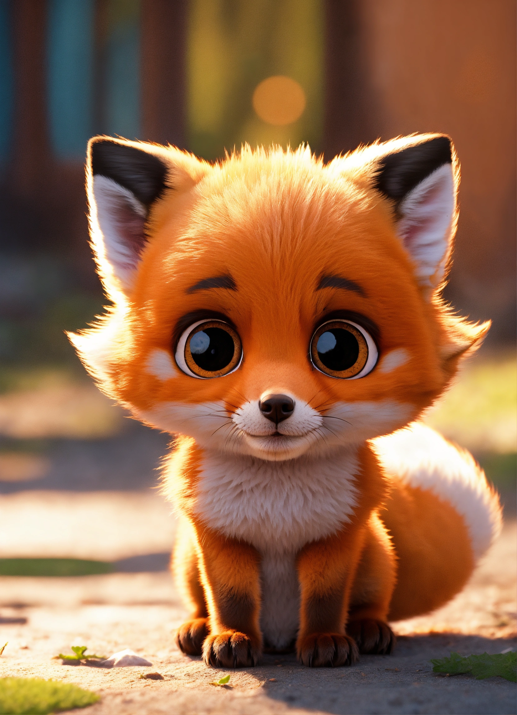 Lexica - The saddest baby fox with big eyes, animated, cartoon, unreal, 8K.
