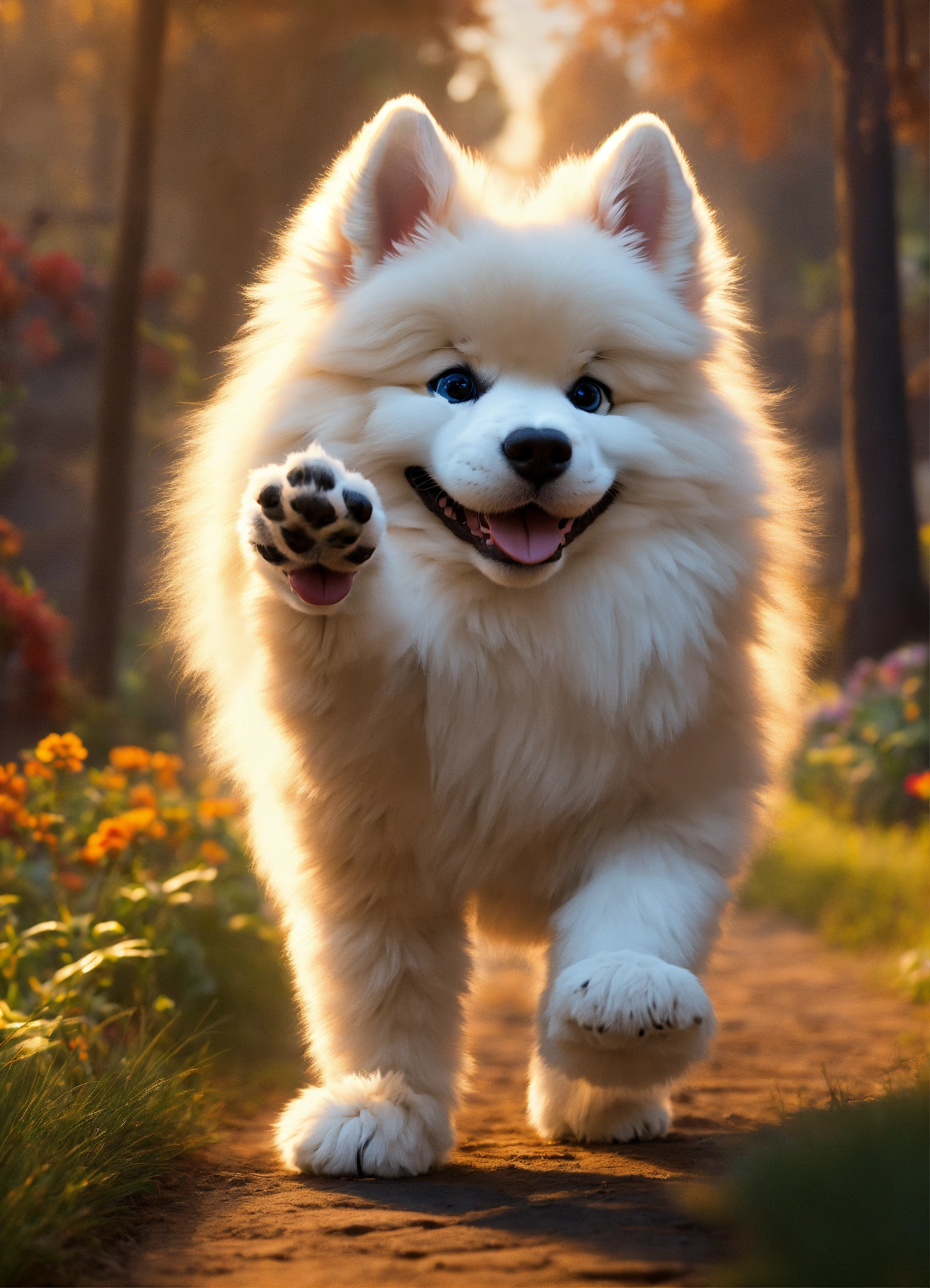 Lexica - A Samoyed dog paw touching the human hand, inspired by Disney ...