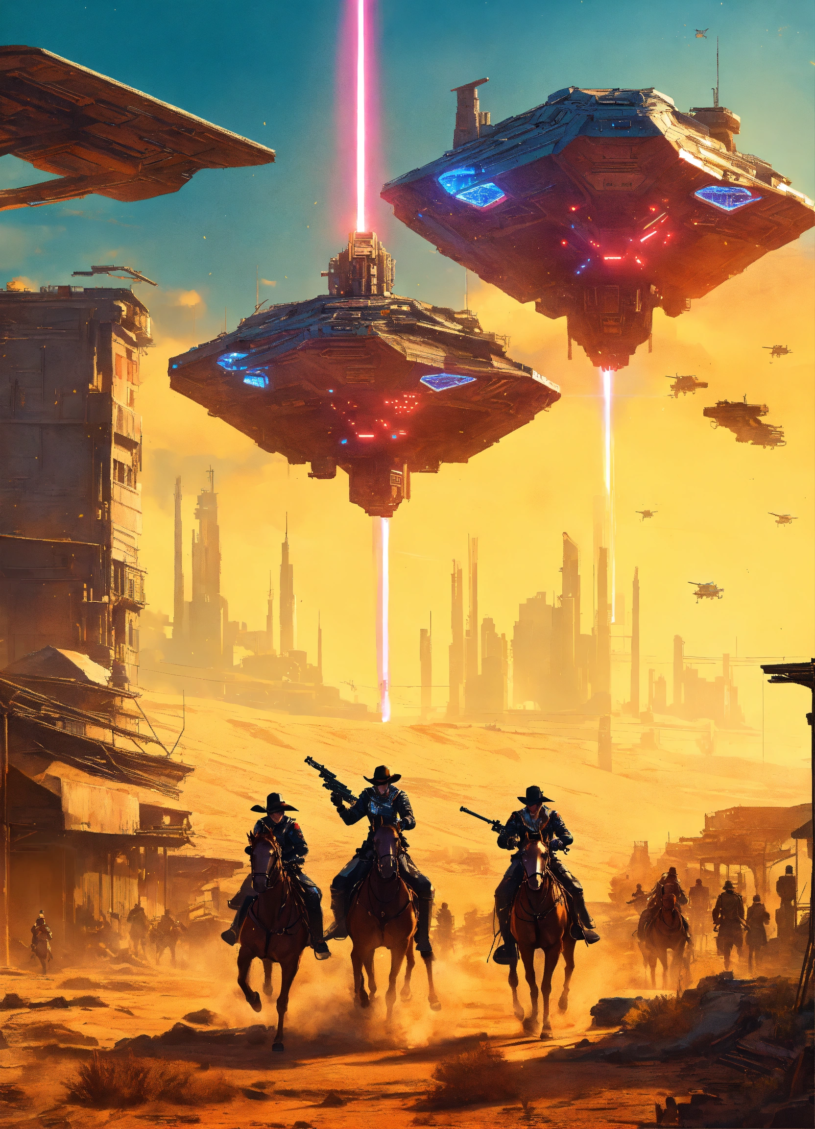 Lexica - Two outlaws, a man and woman, ride on horseback through the ...