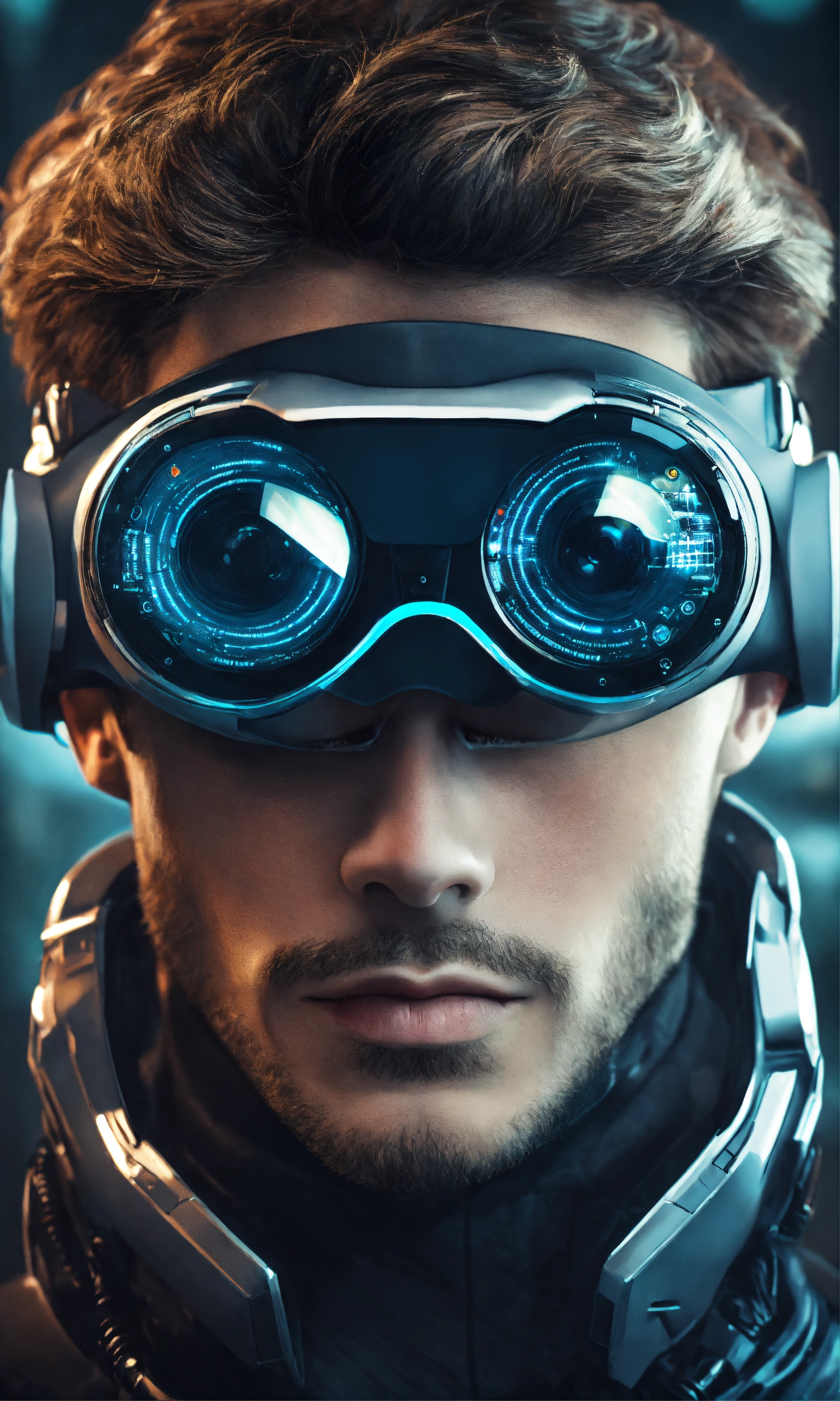 Lexica - Portrait of a futuristic man with eyes gadget