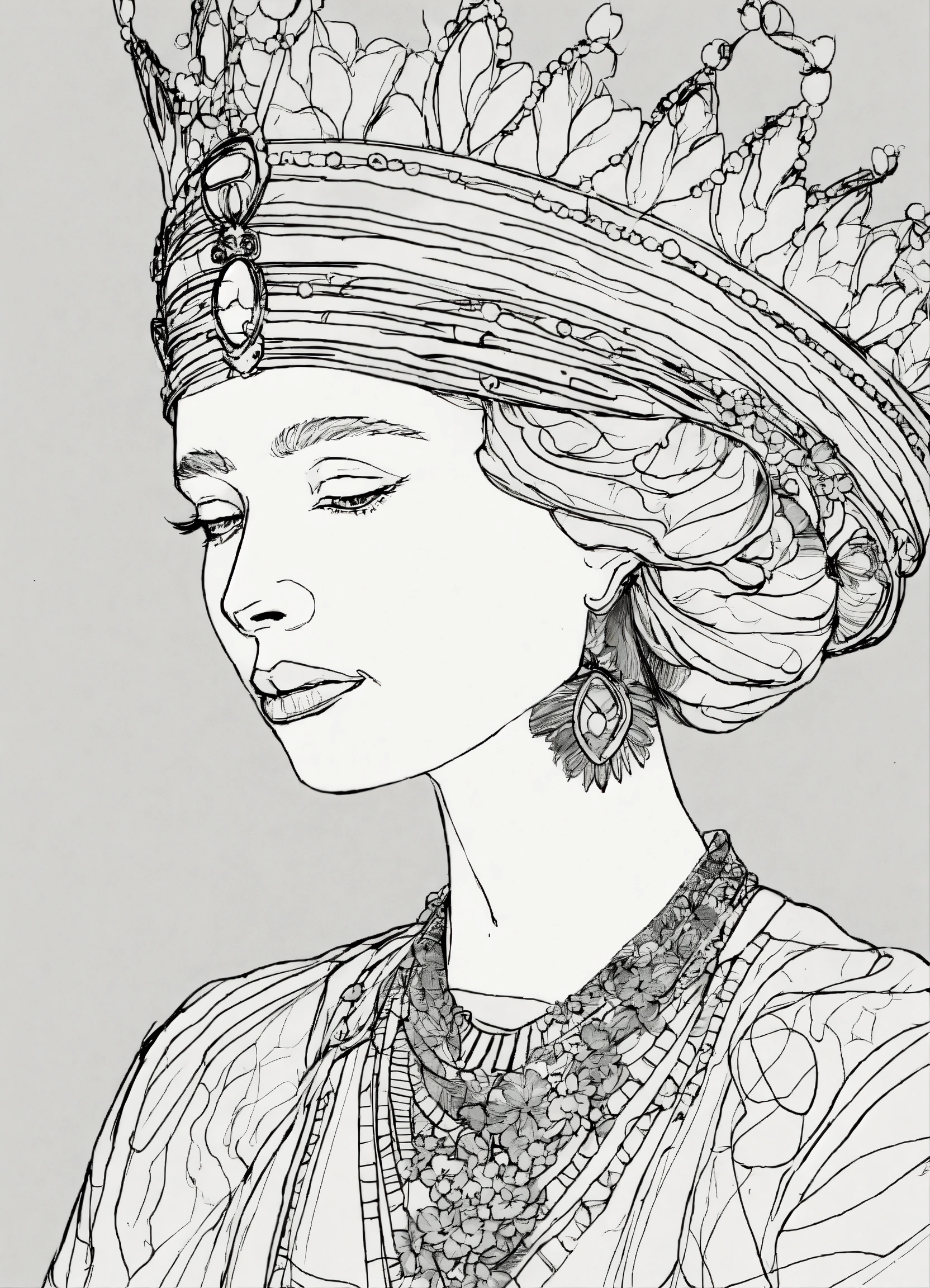 Lexica - One line drawing, a queen