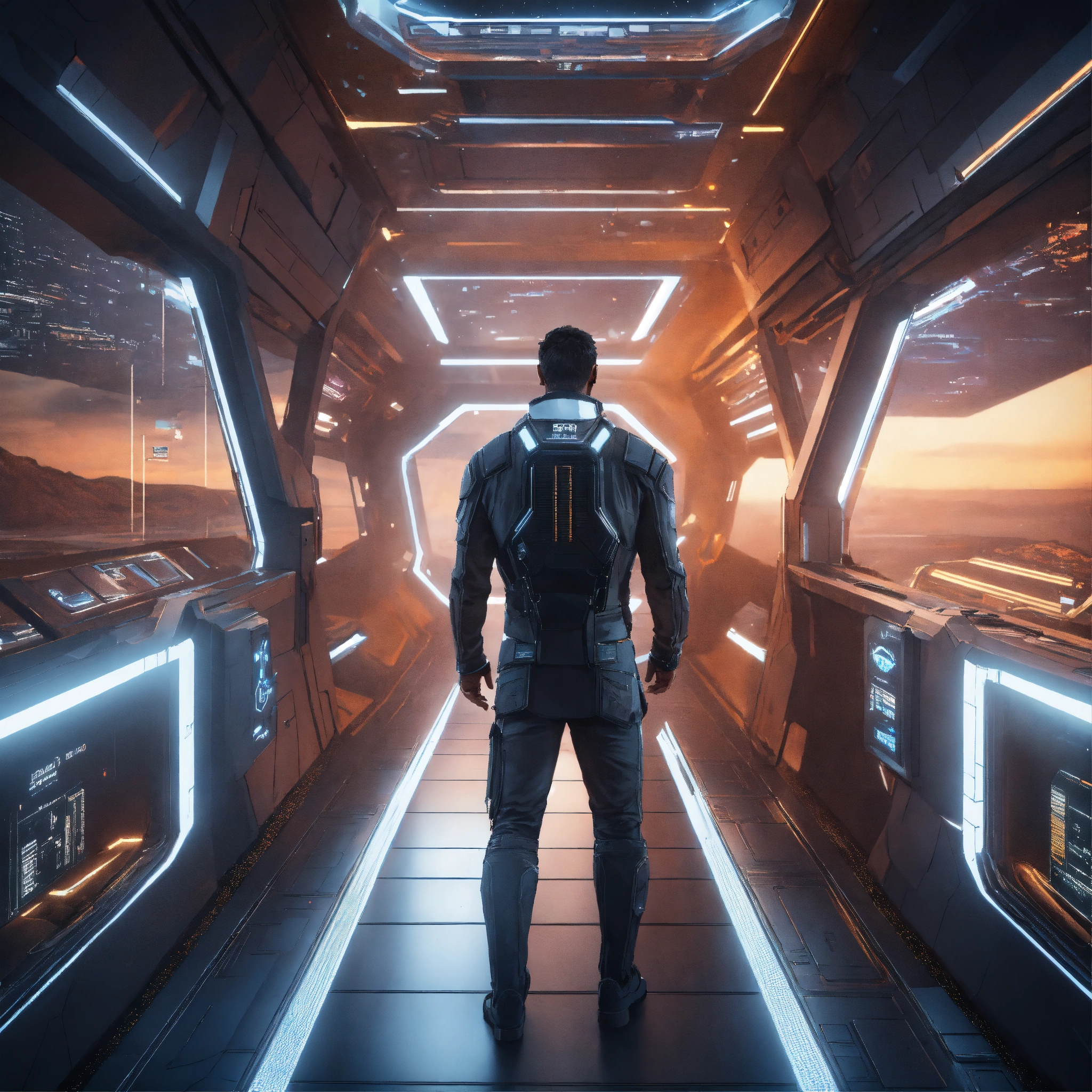 Lexica - 40 year old masculine man with trim beard boarding a luxurious ...