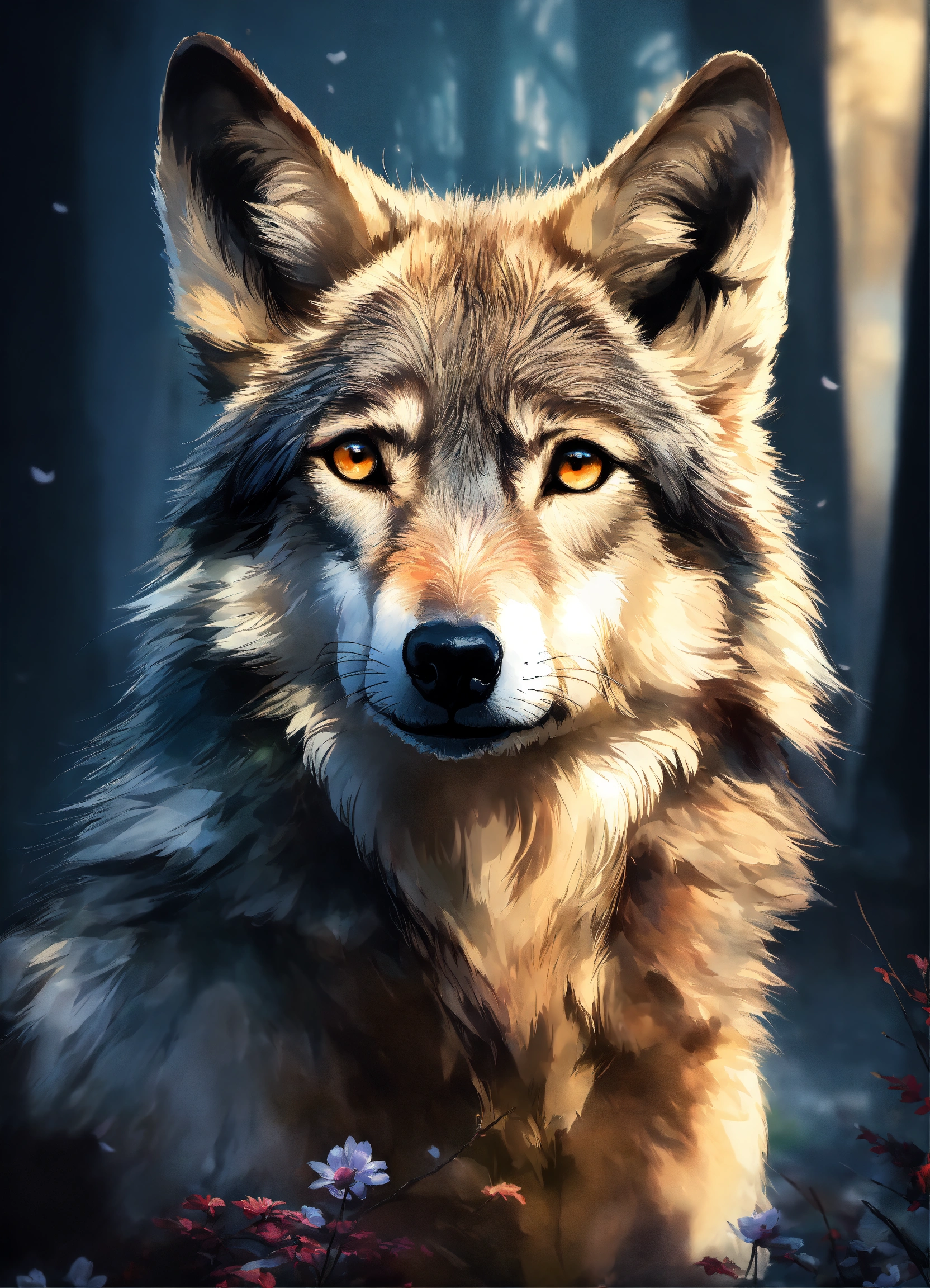 Lexica - Un petit loup trop mignon dans une ambiance magique avec des ...