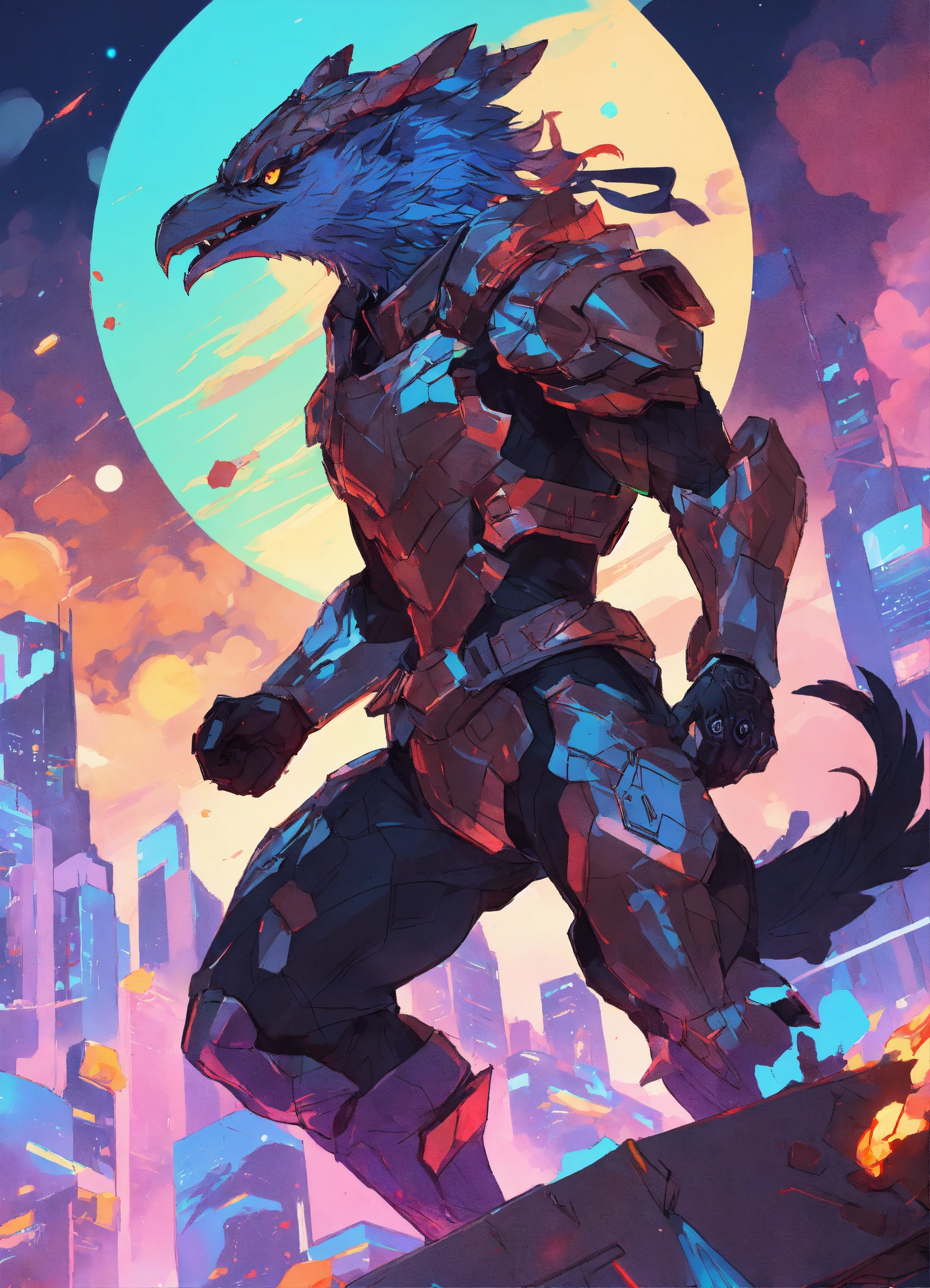 Lexica - Male werewolf raven dragon humanoid in full body photo of a ...