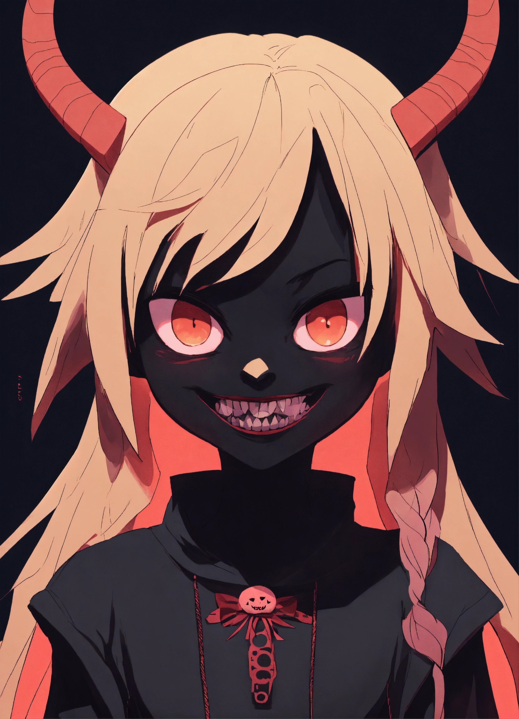 Lexica - Scary solid black and buffed up shadow little girl demon ...