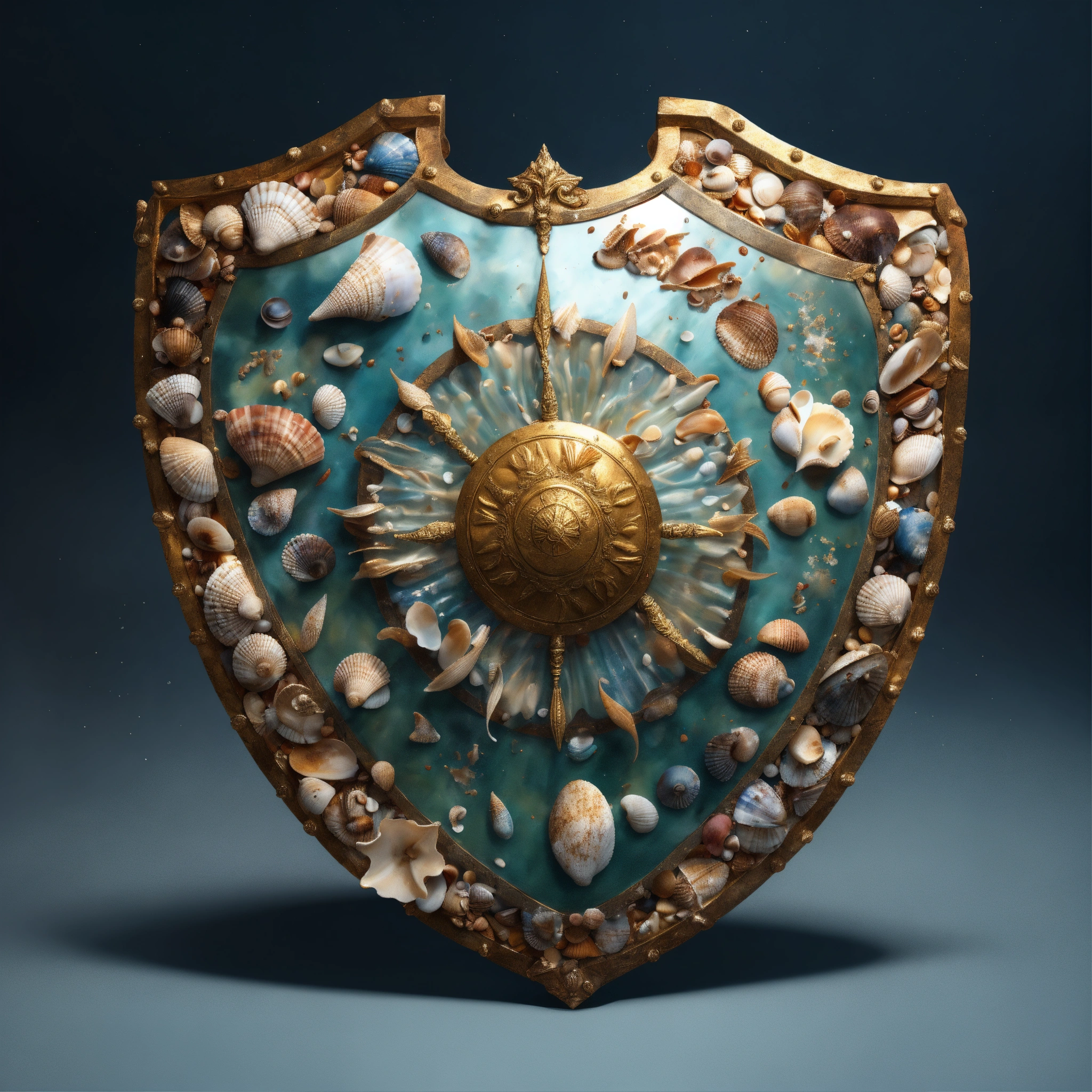 Lexica - Concept art of a shield made out of seashells, painting style ...