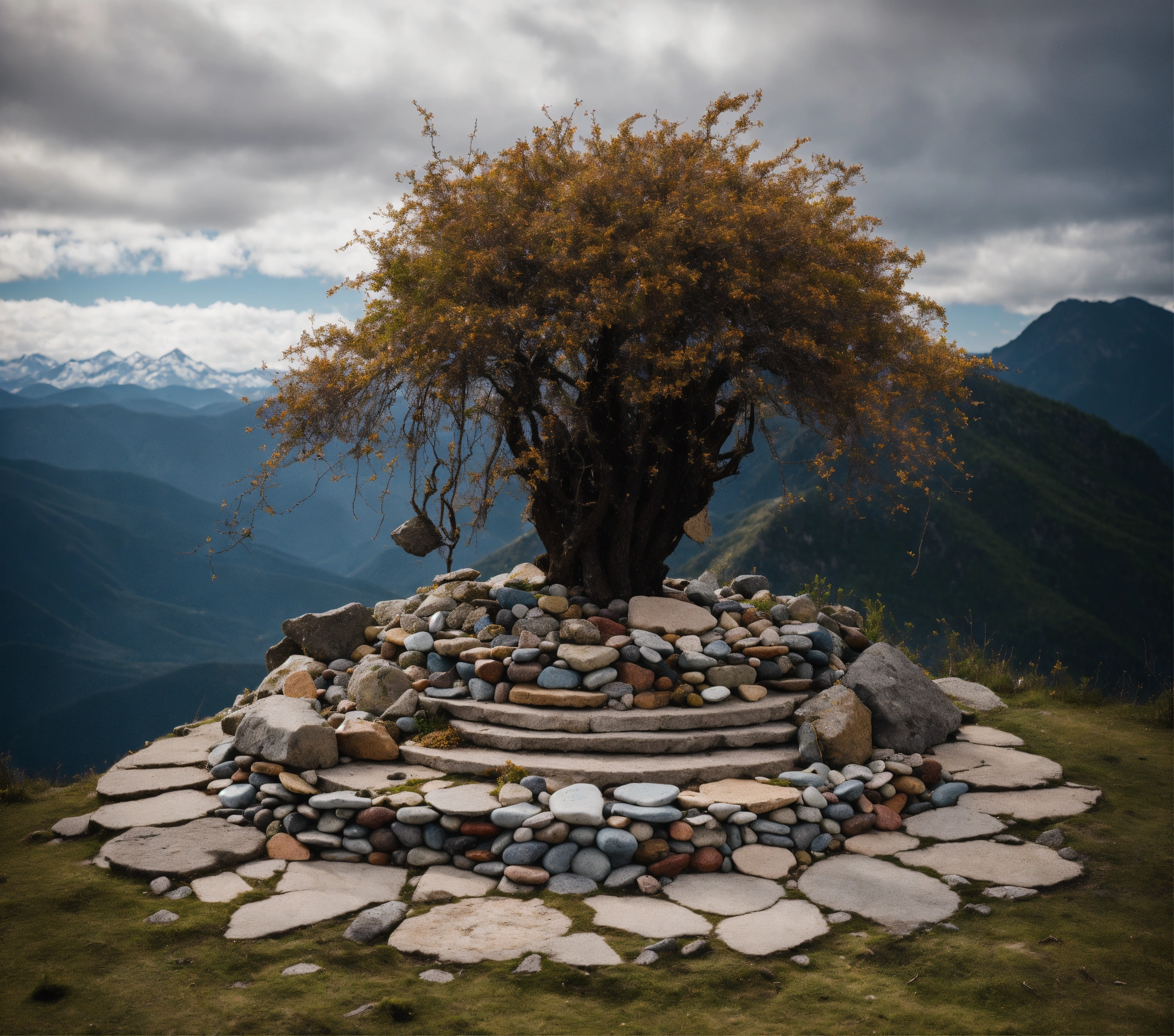 Lexica - An alter made of stones with chopped branches laid on top of ...
