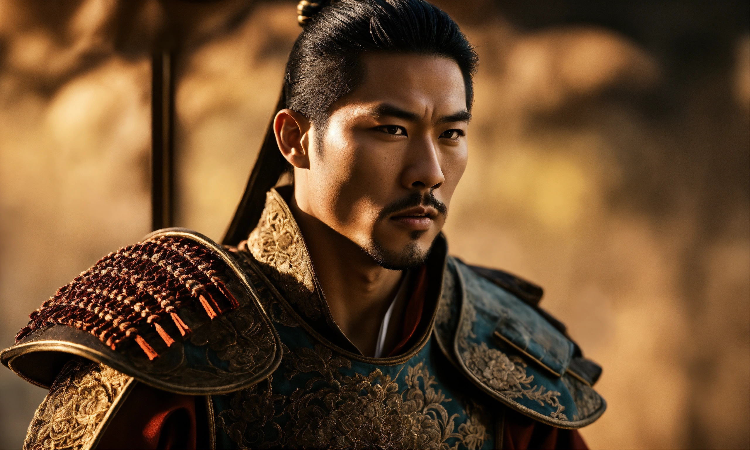 Lexica - Text portrait of a stunningly handsome Asian samurai with ...
