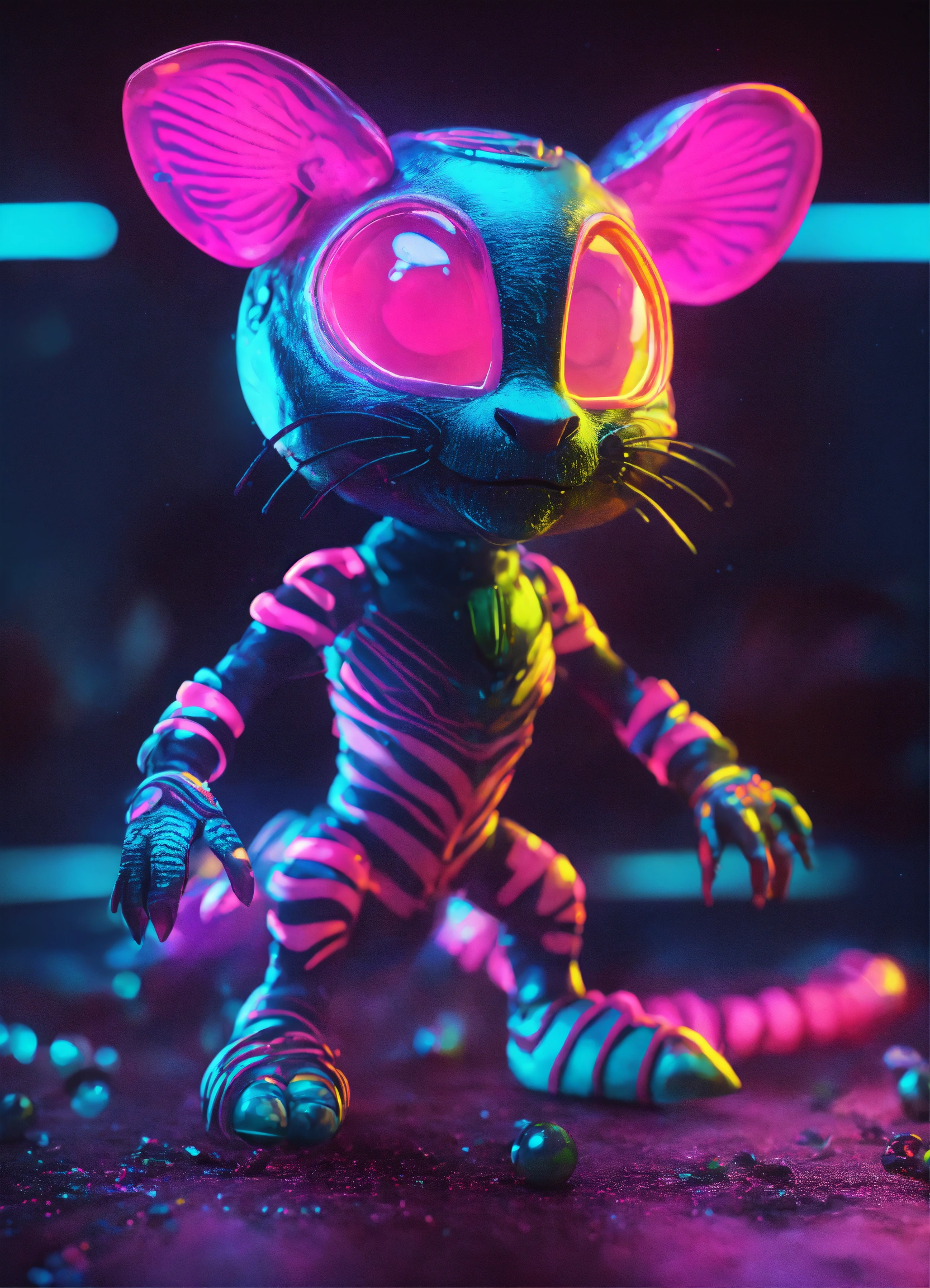 Lexica - Gelly cute adorable alien monster, full-body, neon glow ...