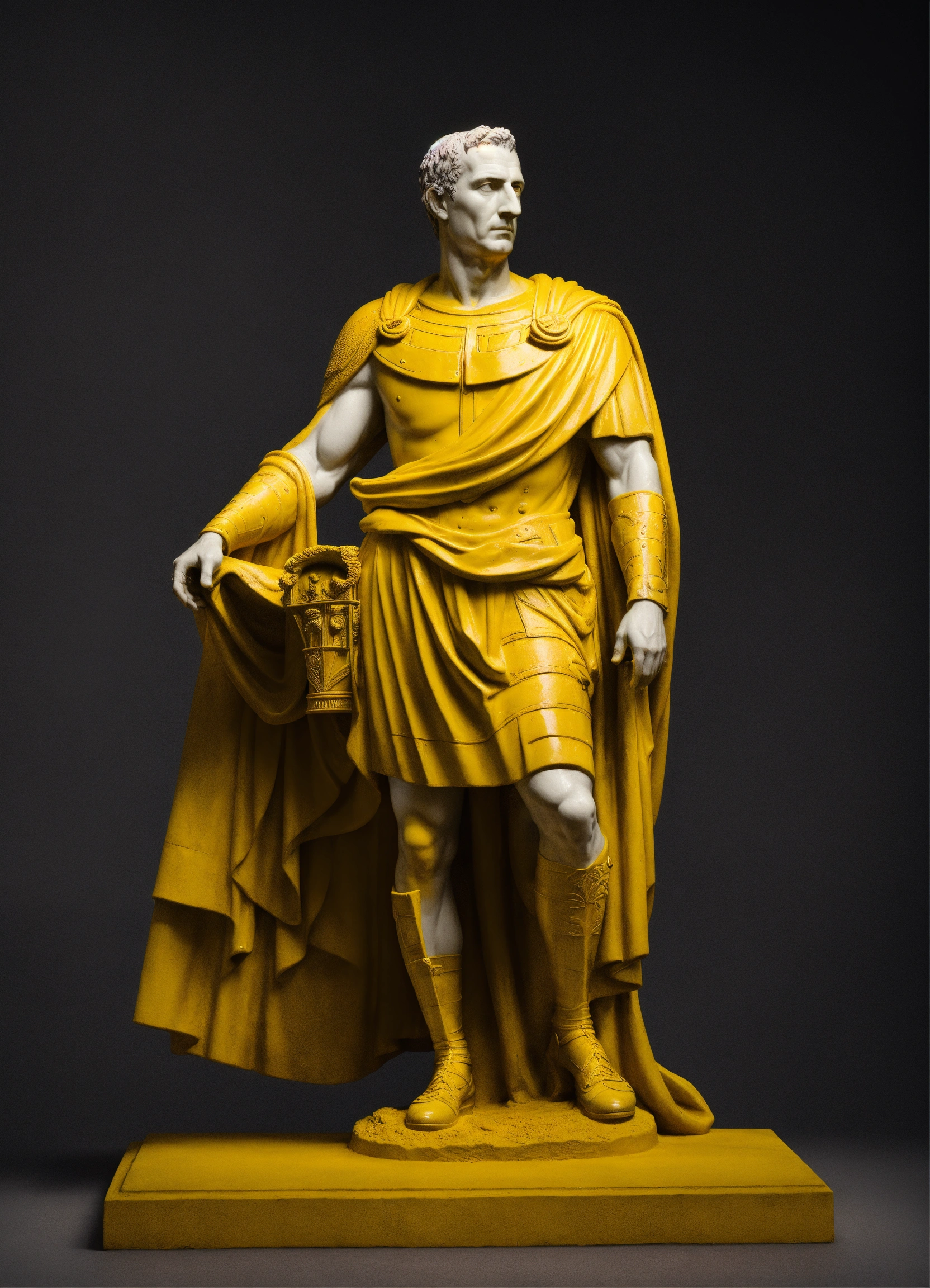 Lexica - Julius Caesar statue of yellow color and matte texture with ...