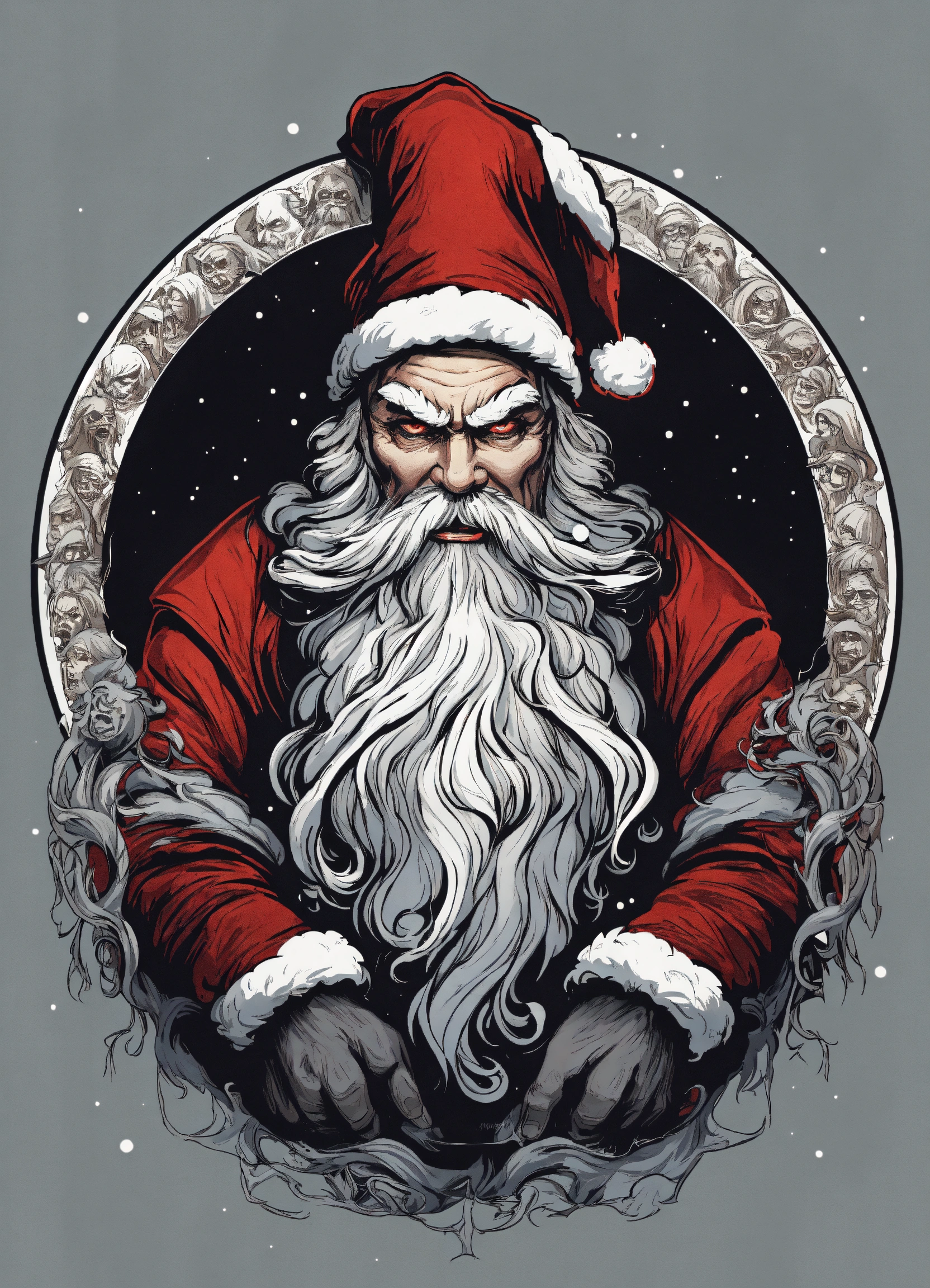 Lexica - EVIL SCARY OMINOUS SANTA CLAUSE in a circle, tshirt design ...