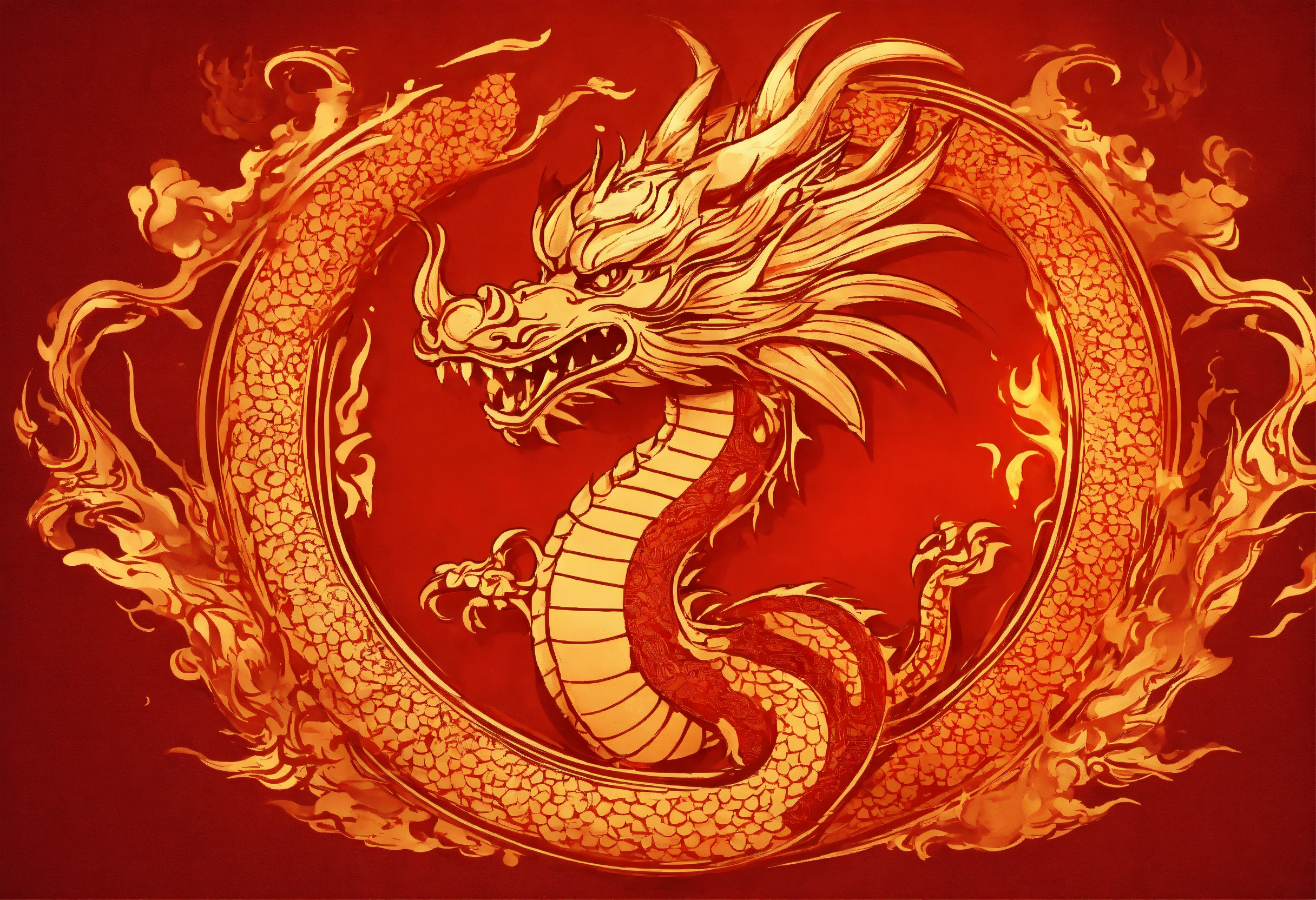 Lexica - Stylized Chinese dragon with fire coming out of its mouth ...