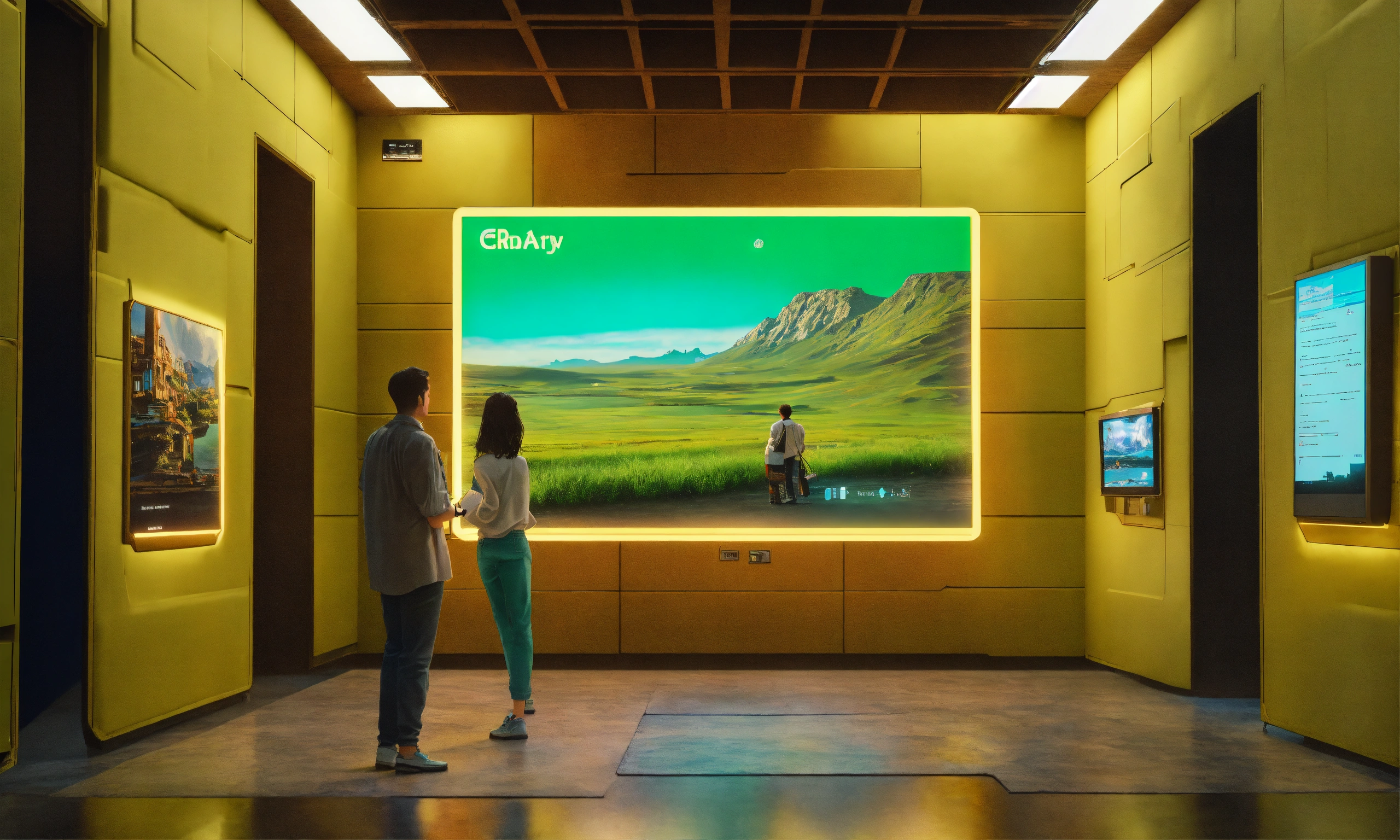 Lexica - Retro high detailed interactive touchscreens on walls, 3 ...
