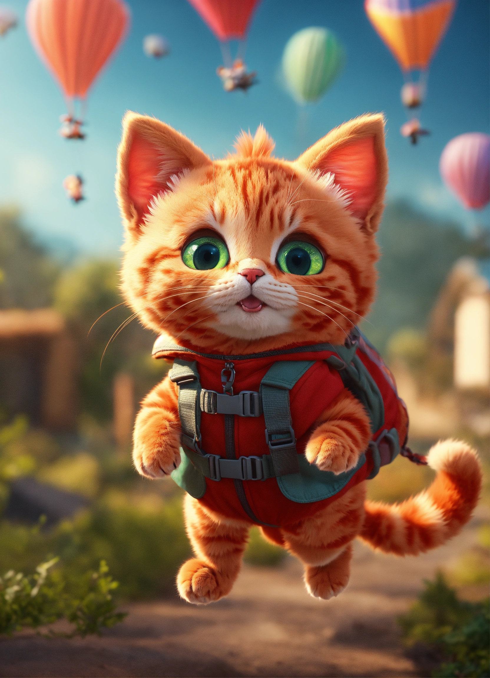 Lexica - 4D full body photo of a cute red little cat facing the viewer ...