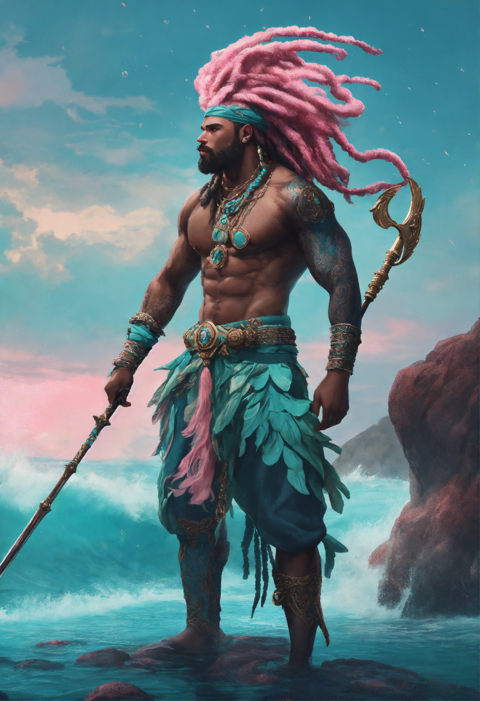 Lexica - Detailed, 8k, seafoam and blue and pink color palette, human ...