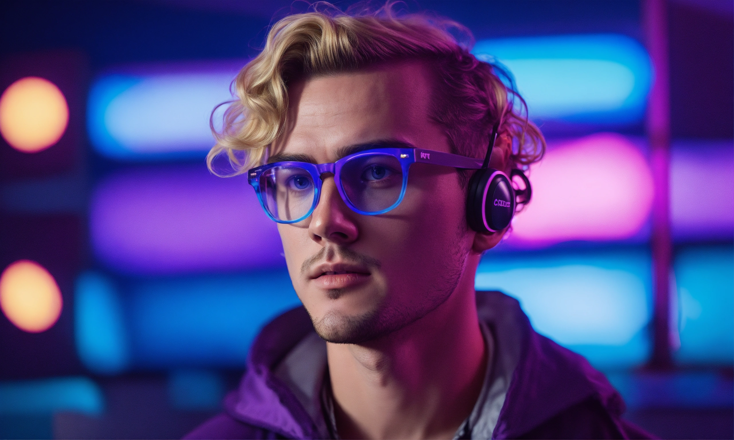 Lexica - A male gaming streamer, blonde hair, clean shaved, short wavy ...