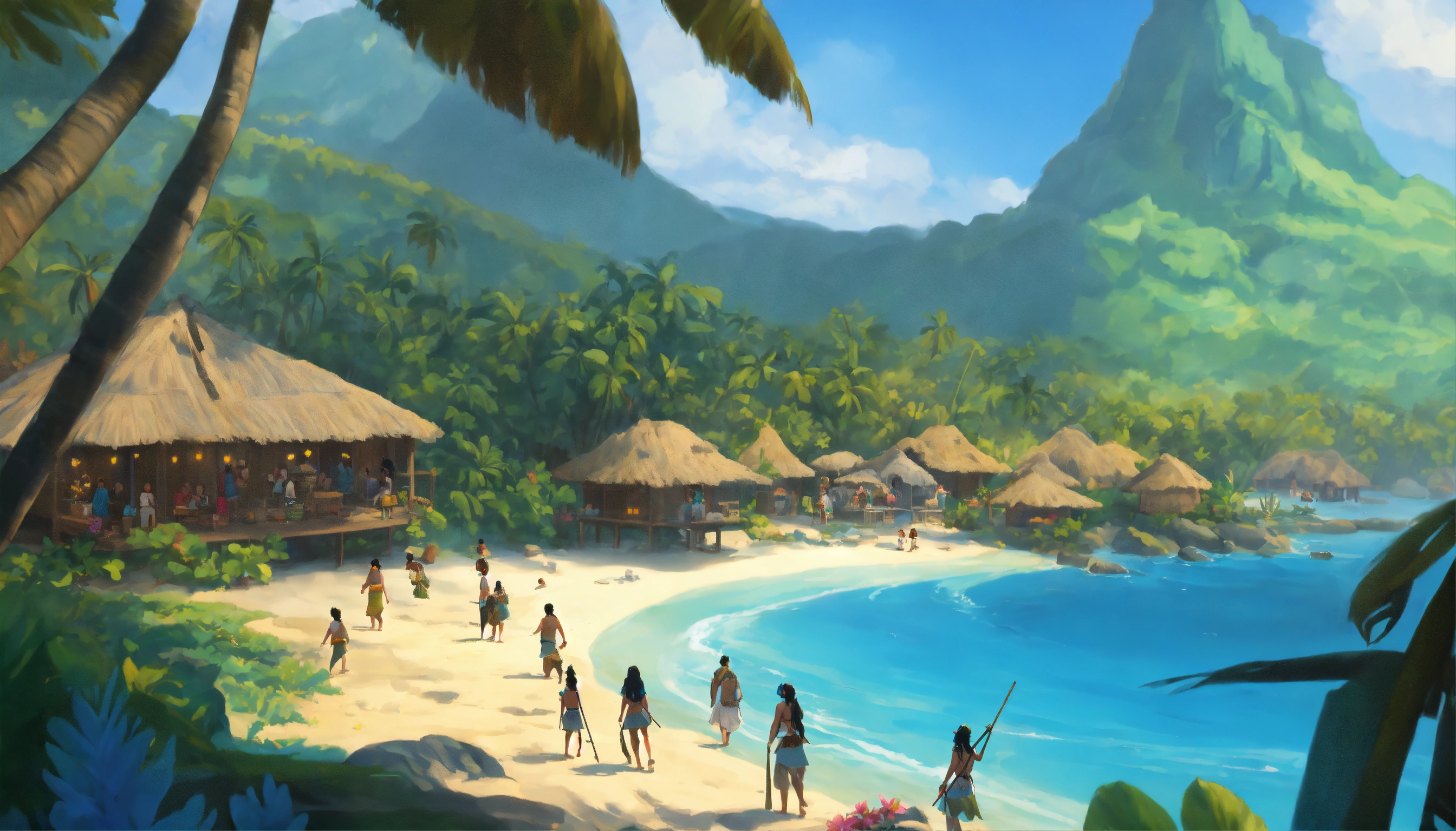 Lexica - Concept art of tropical village, Polynesian, fantasy, moana ...