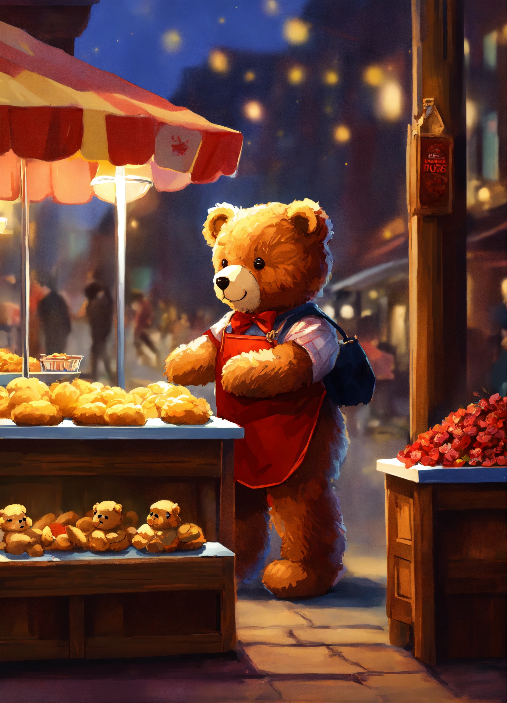Lexica - Teddy bear stalls, American, digital painting, gorgeous, sharp ...
