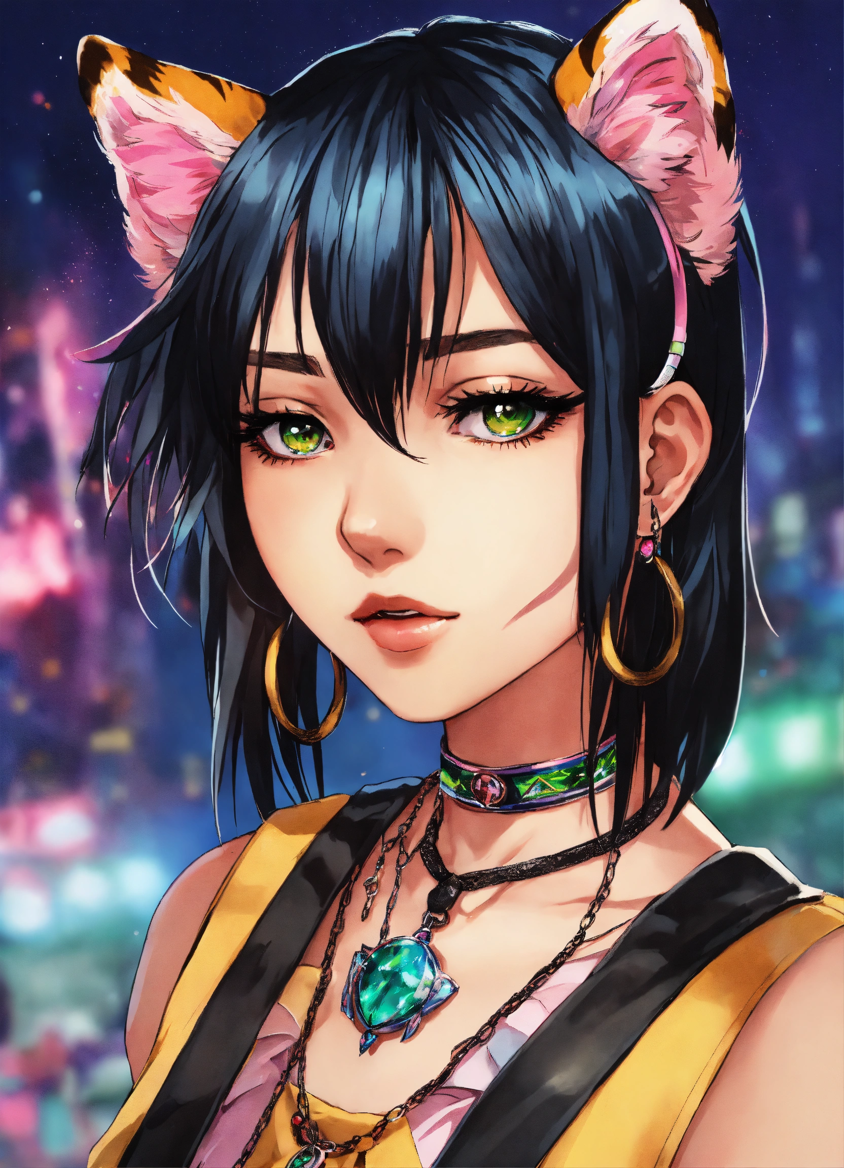 Lexica - A transgender Magical girl with emo cut black hair, streak in ...