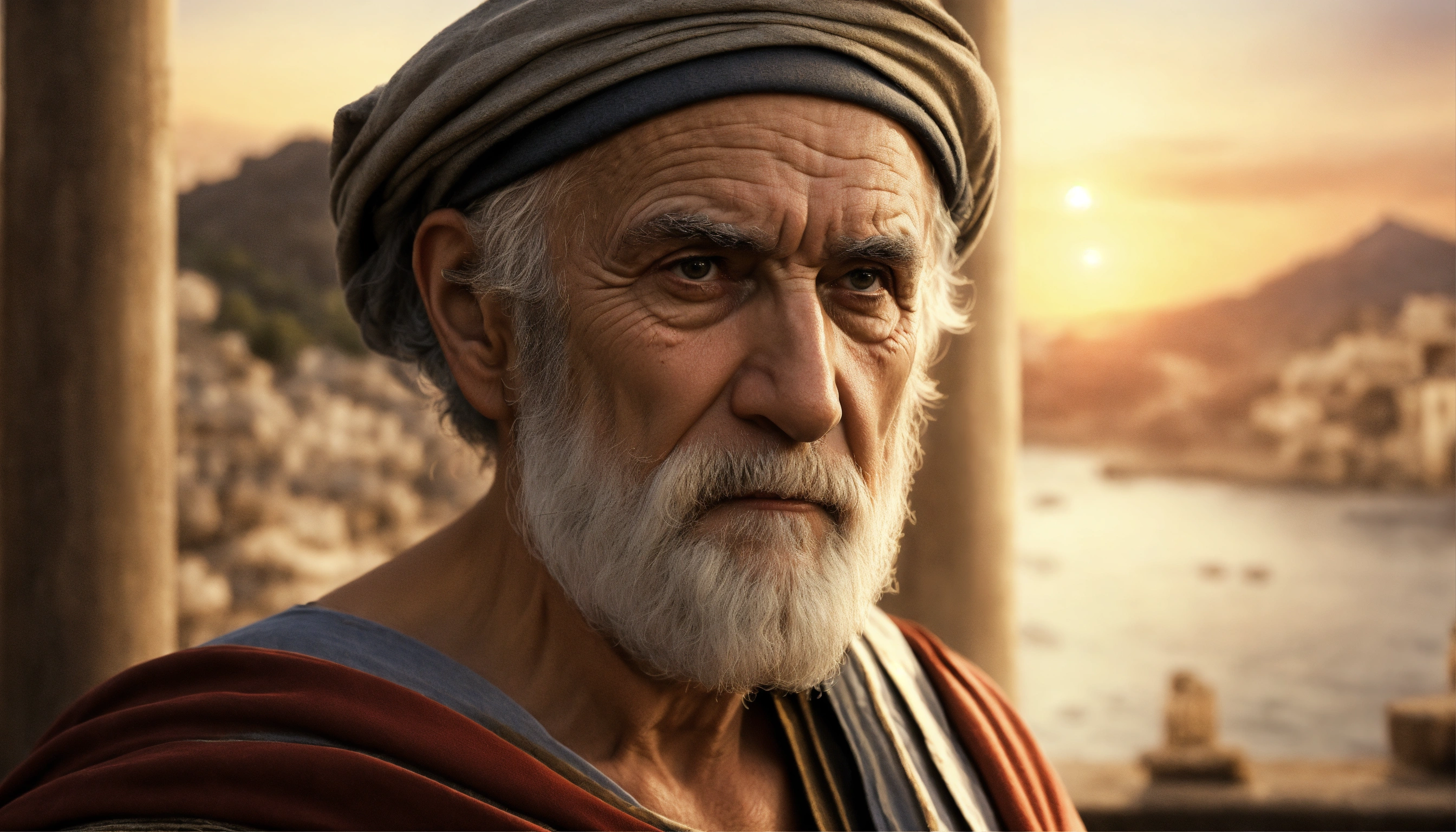 Lexica - Old greek man, serene eyes, ancient greece background ...