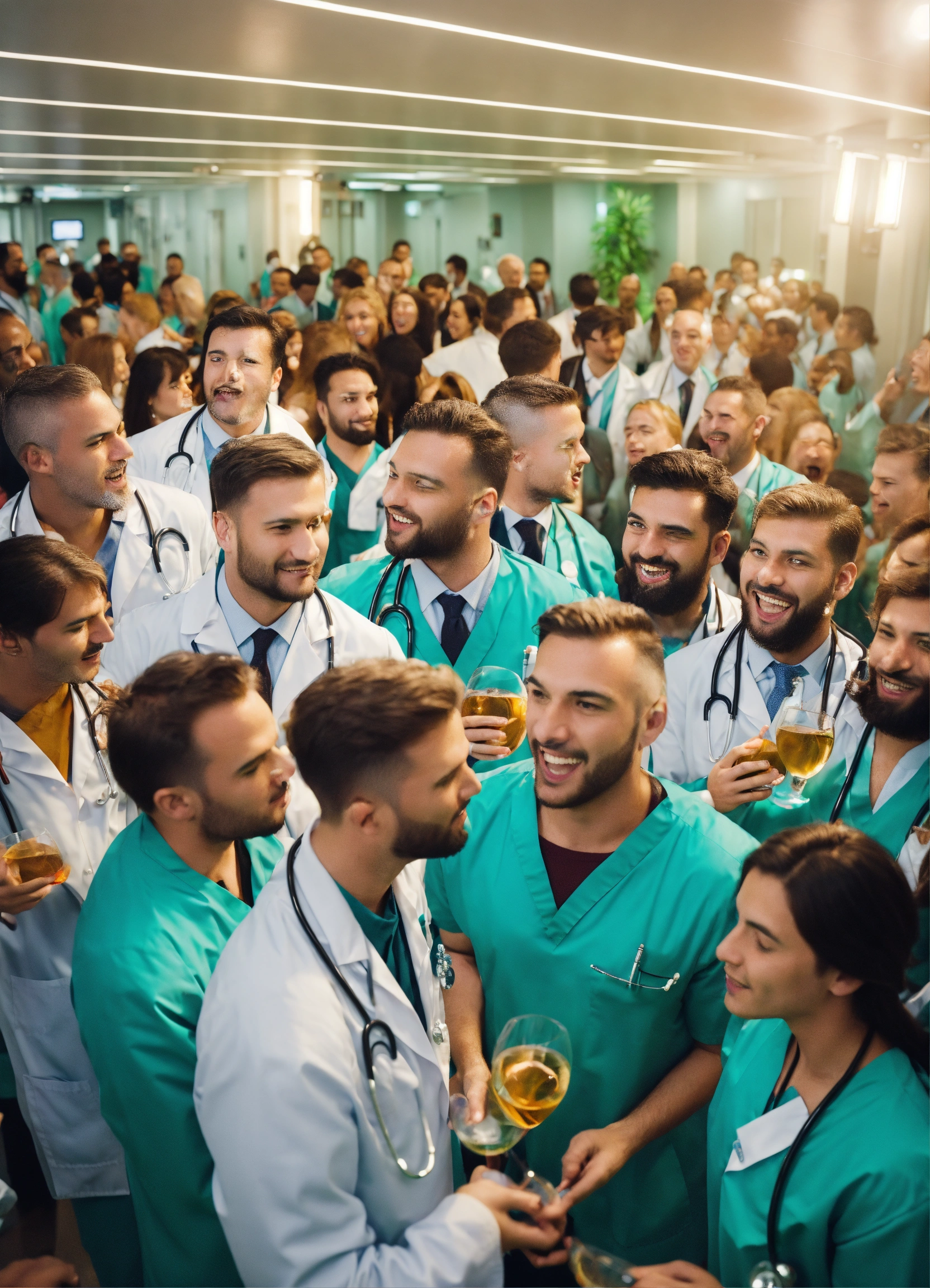 Lexica - Crowd of doctors partying like football players in a medical ...