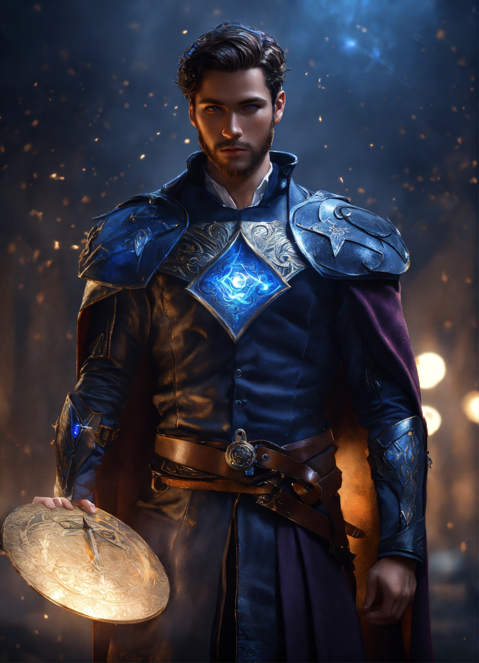 Lexica - A realistic full body portrait of a male magic user, indigo ...
