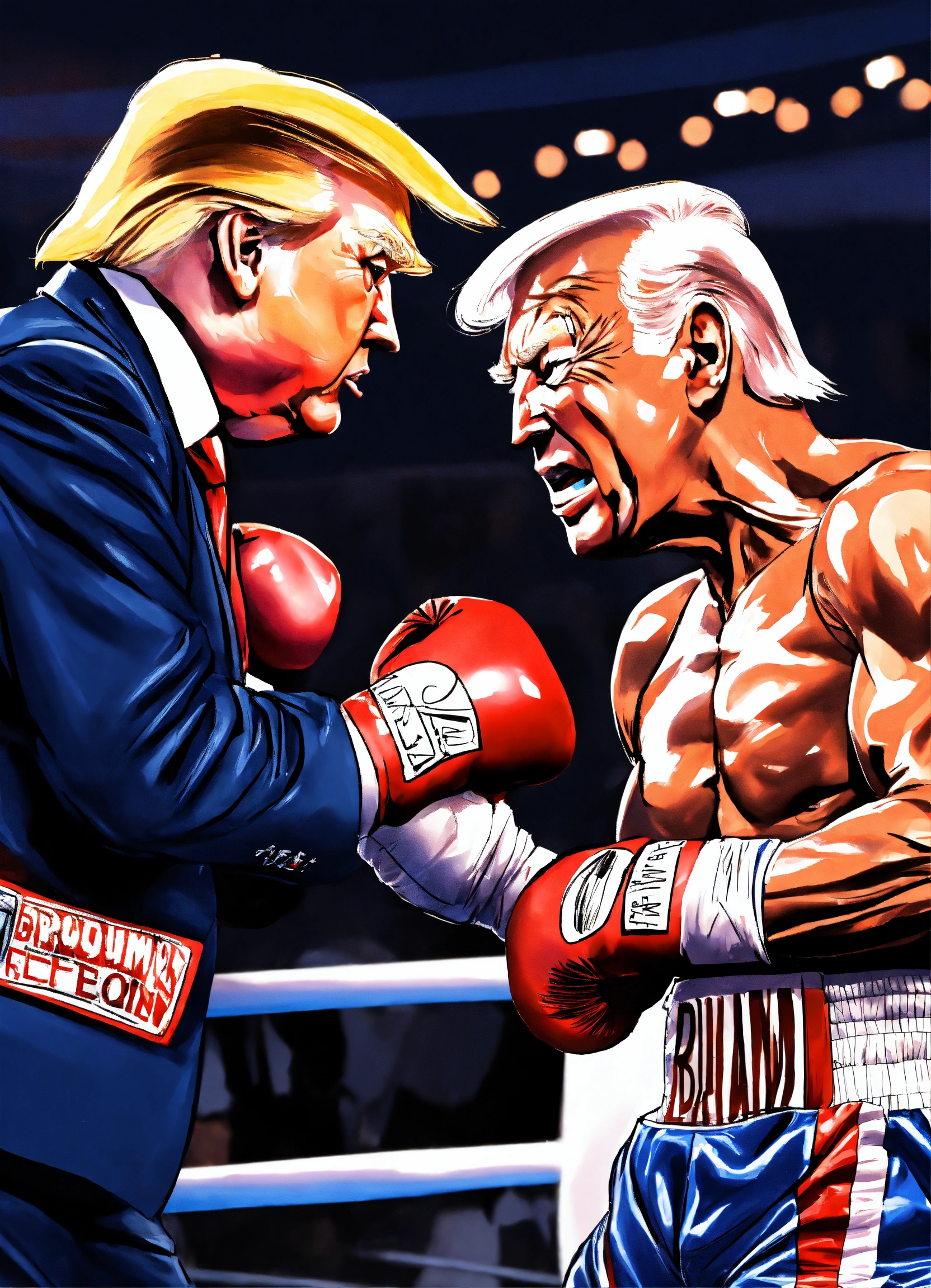 Lexica - Donald trump boxing, and defeating joe biden