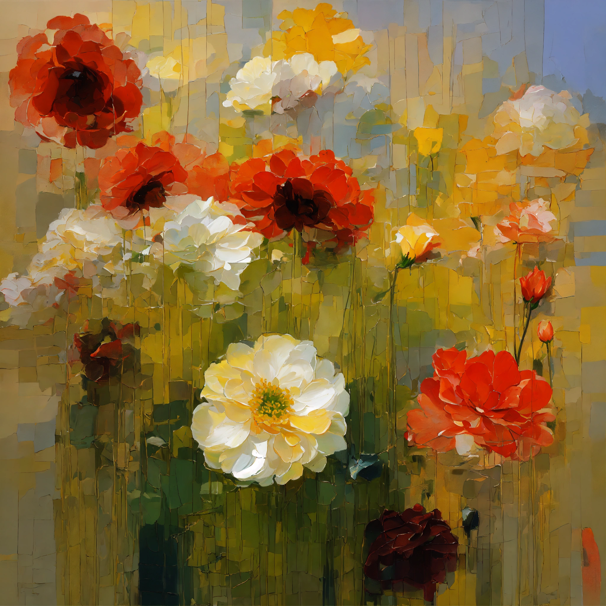 Lexica - Flowers, oil painting, transparent, in style, generative art ...