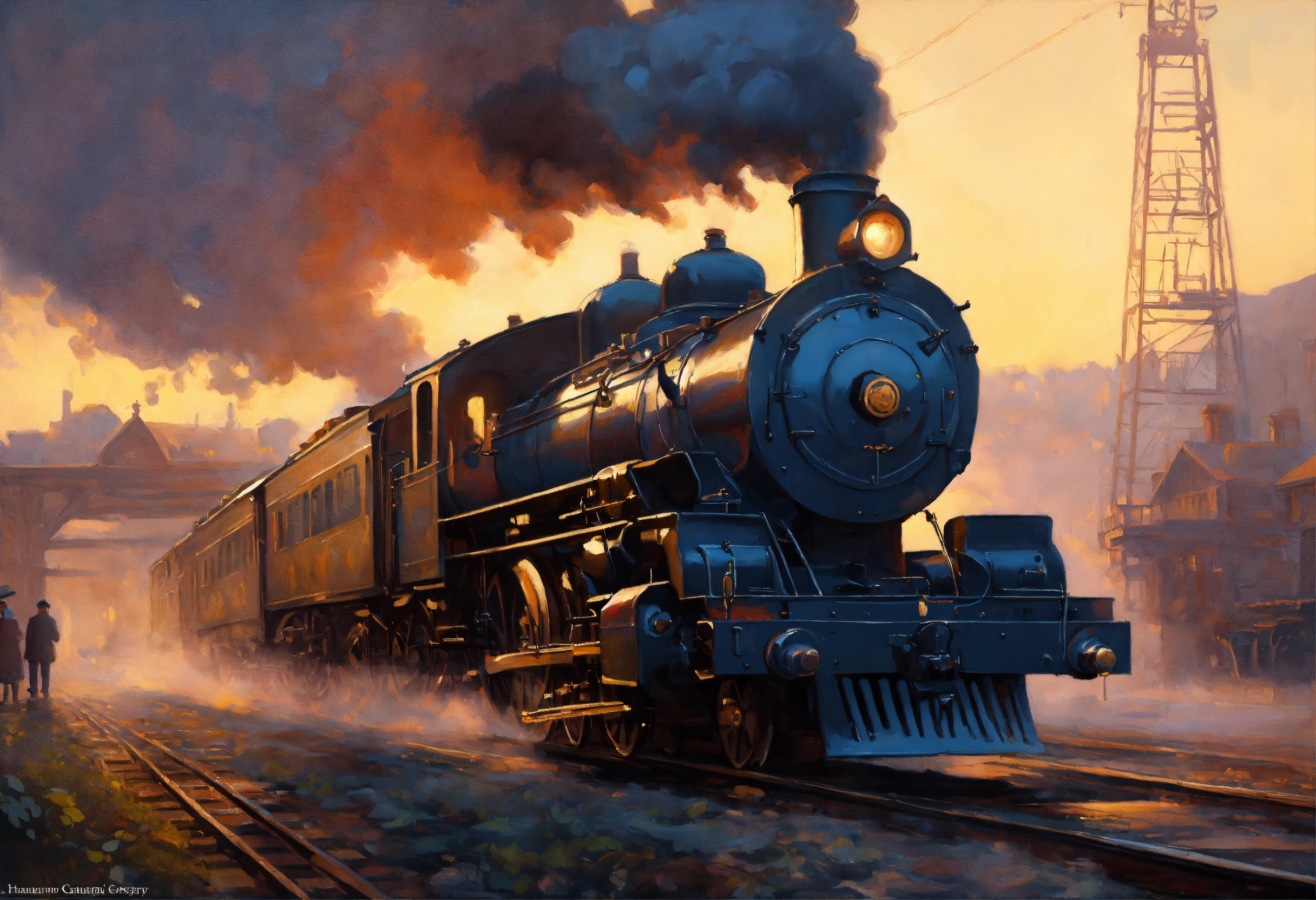 Lexica - Create a painting of an steam locomotive with tender big boy ...