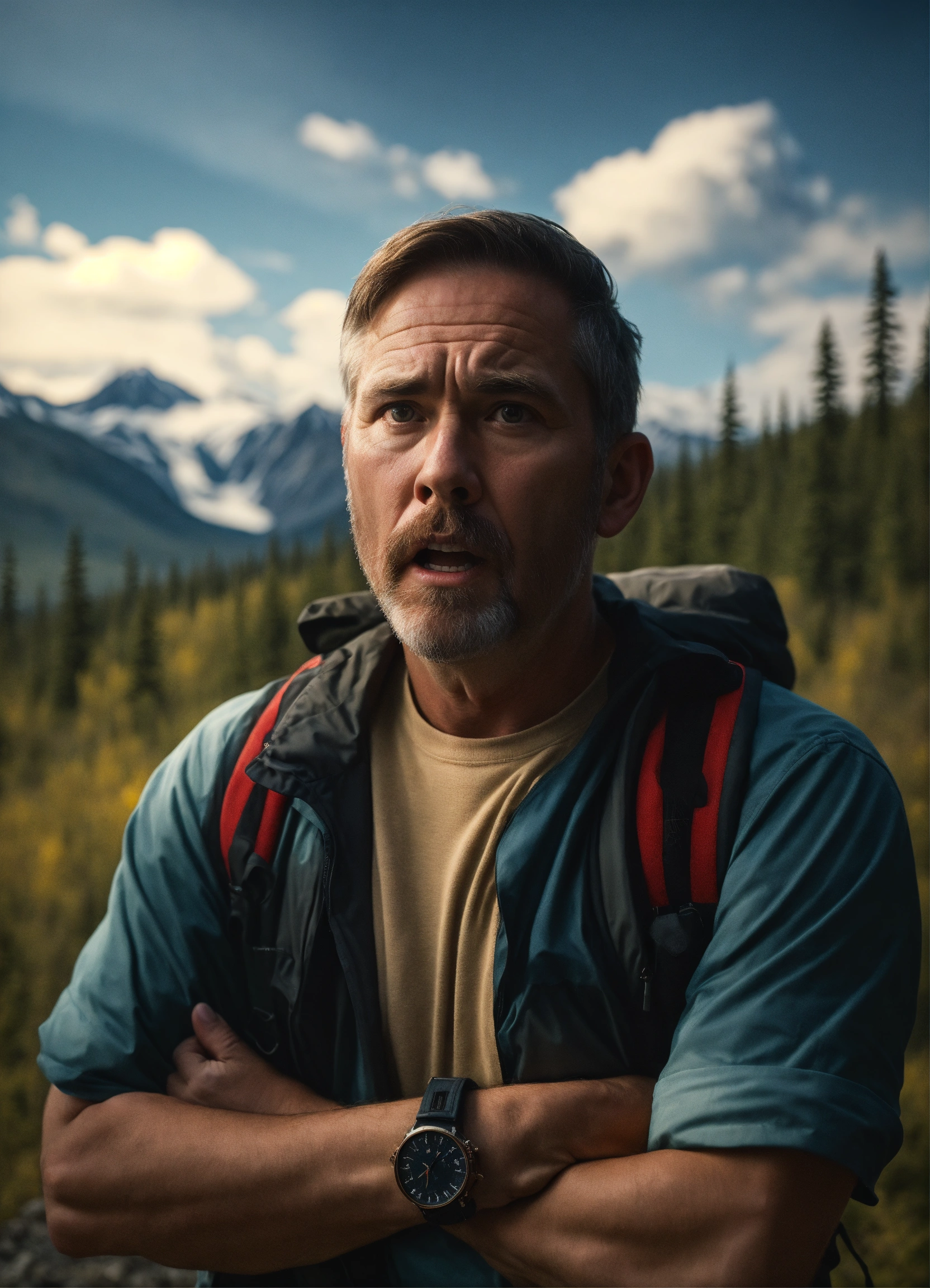 Lexica - Portrait of an Alaska American man scared, realistic, high ...