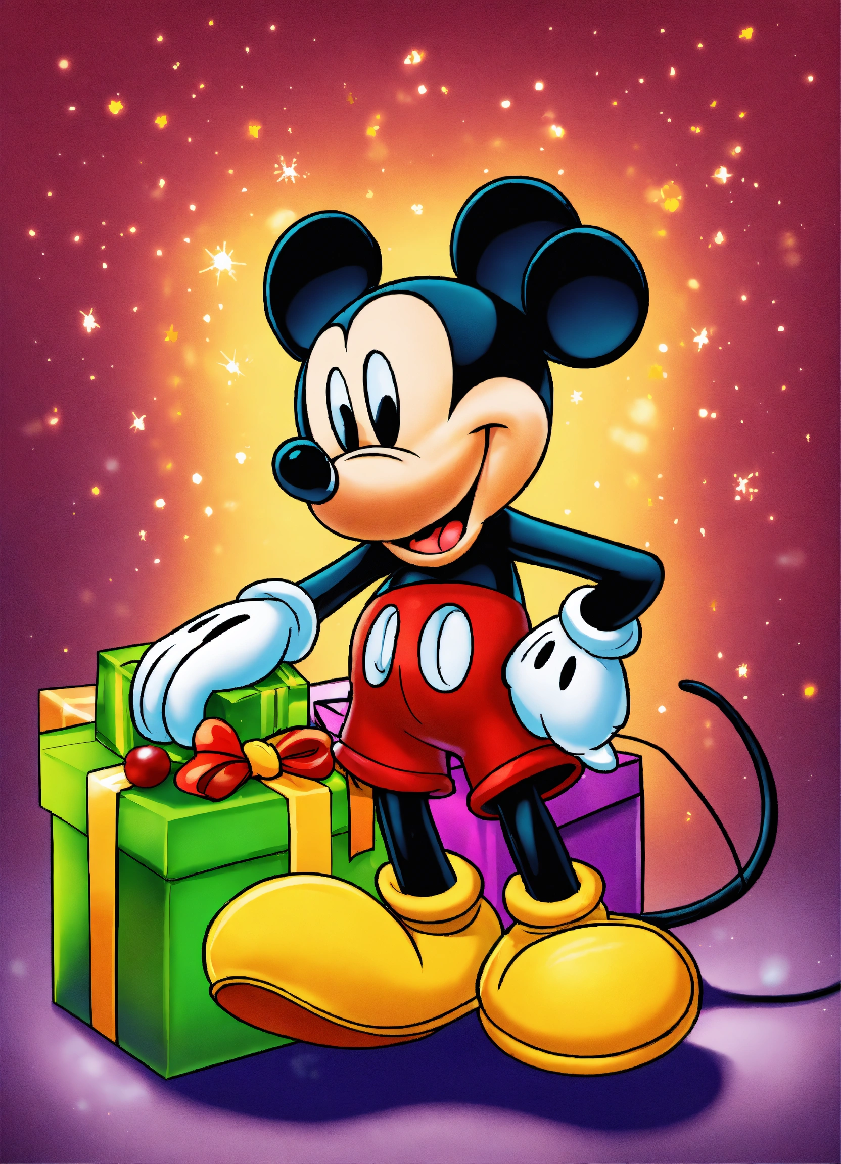 Lexica - 2d mickey mouse gives a gift, 8 k, high detail. full length ...