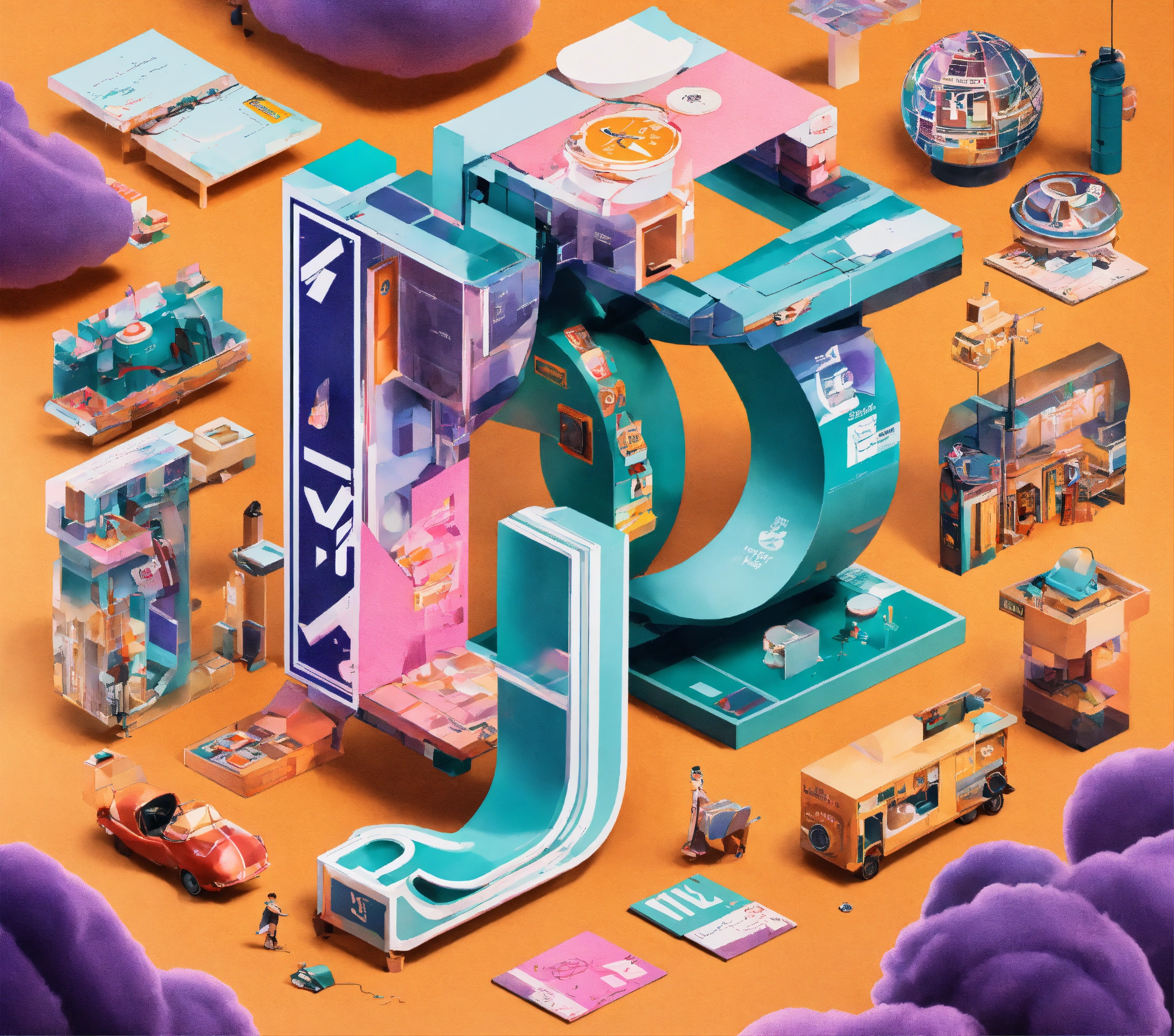 Lexica - ((collage of letters)), future|Nostalgic Branding, [cartoon ...