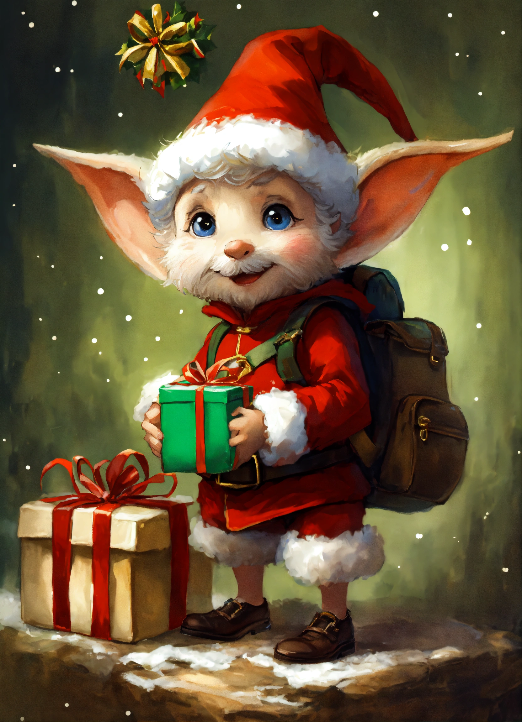 Lexica - Piicturre of a cute old elf named hermey wearing a santa ...