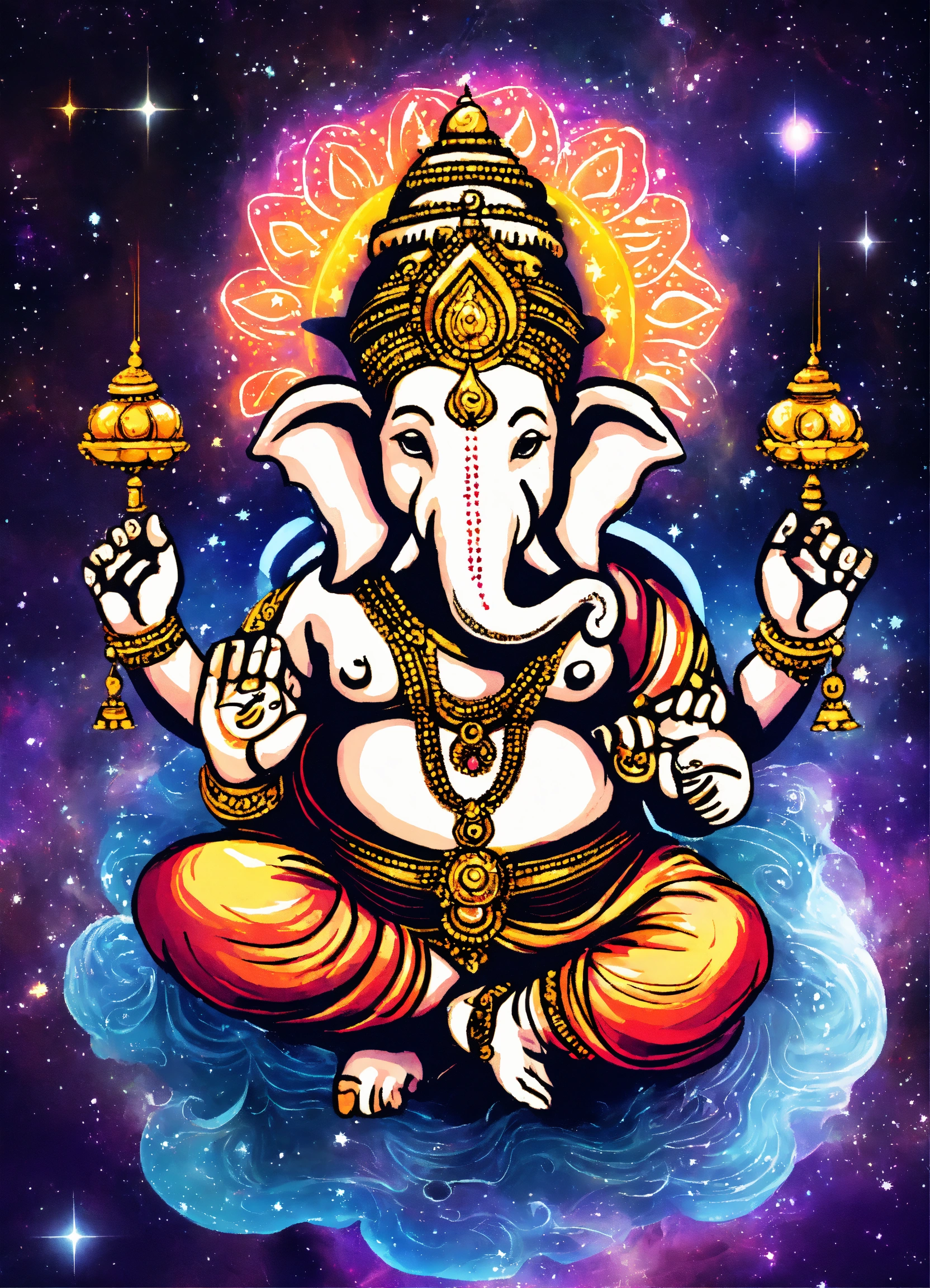 Lexica - Indian god ganesha doodle art , the whole world is beneath him ...