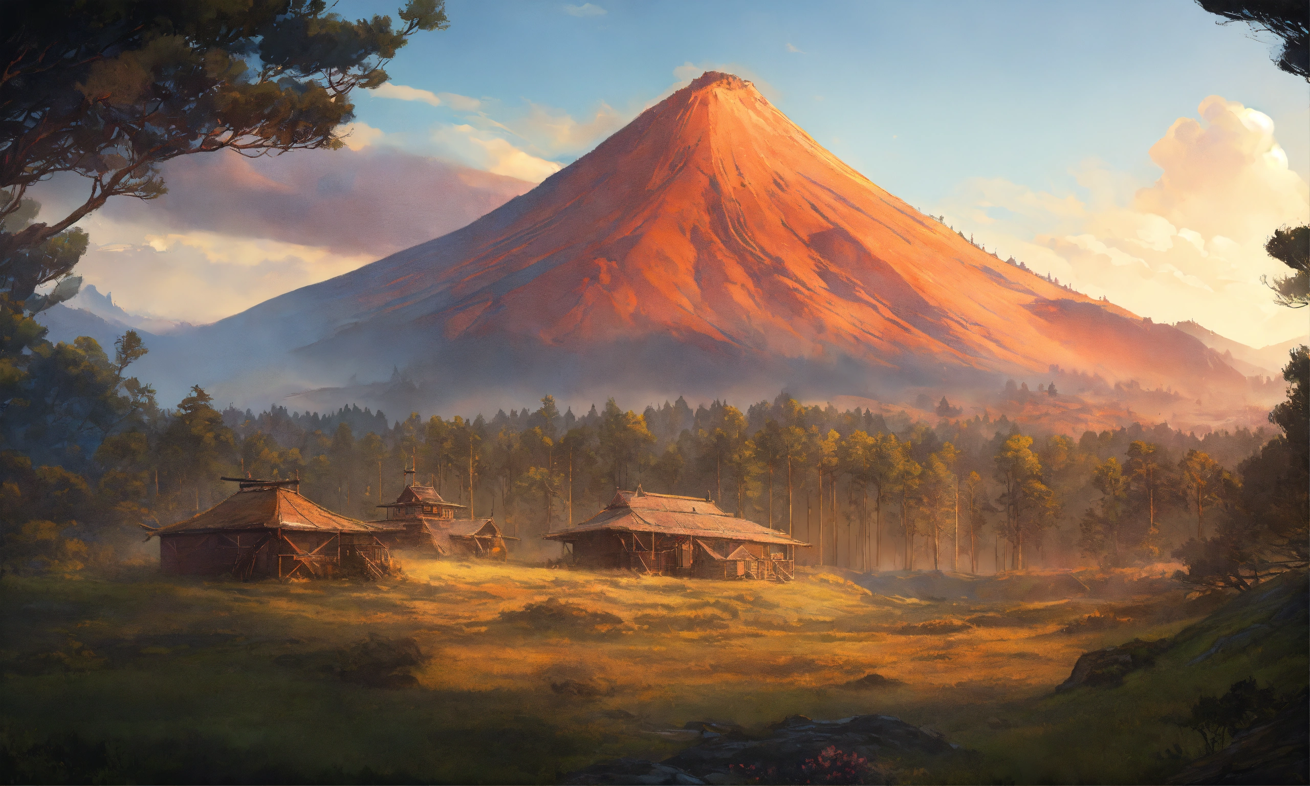 Lexica - Colonial frontier fort with dormant volcano in distance and ...