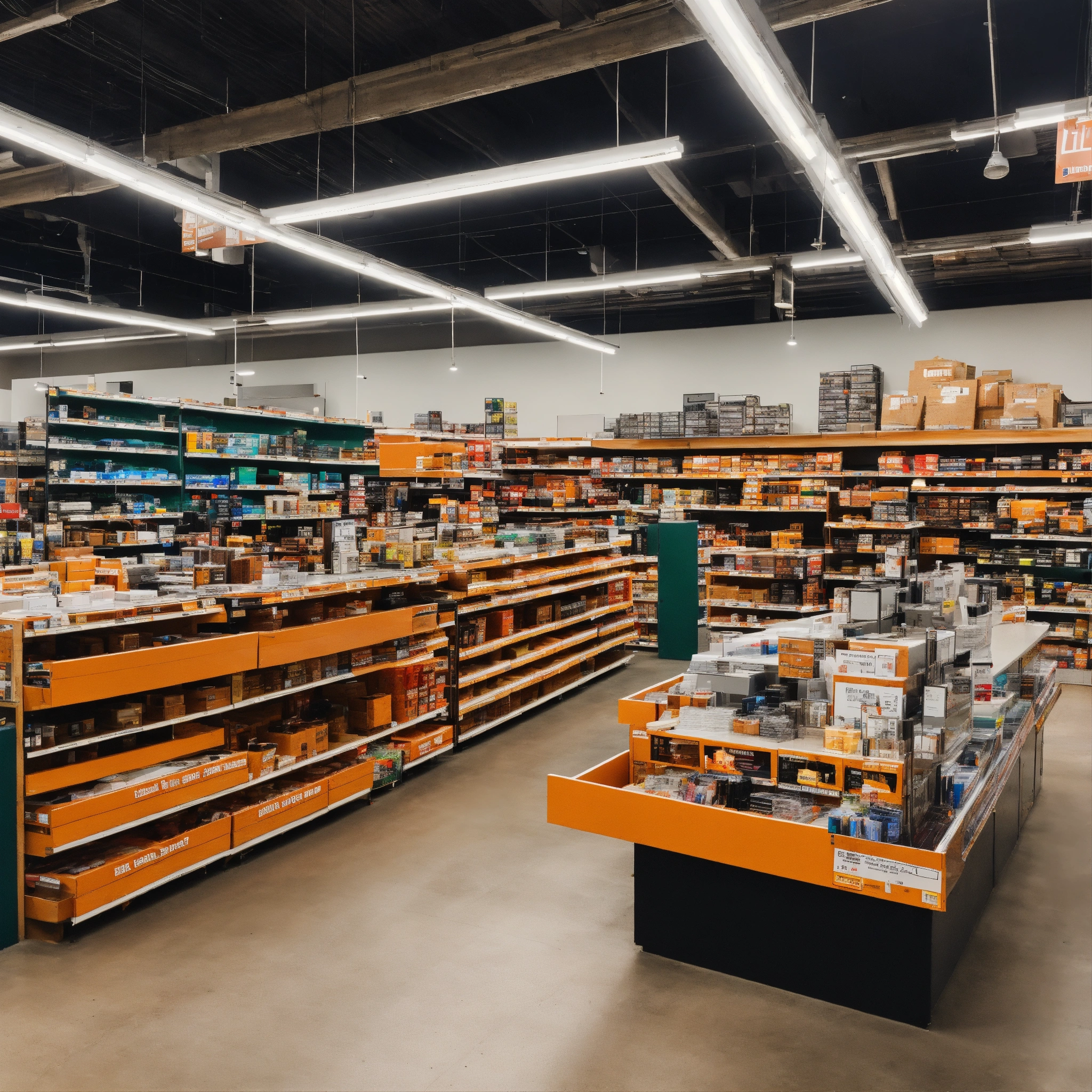 Lexica - A photo of a large hardware store. The store is well-organized ...