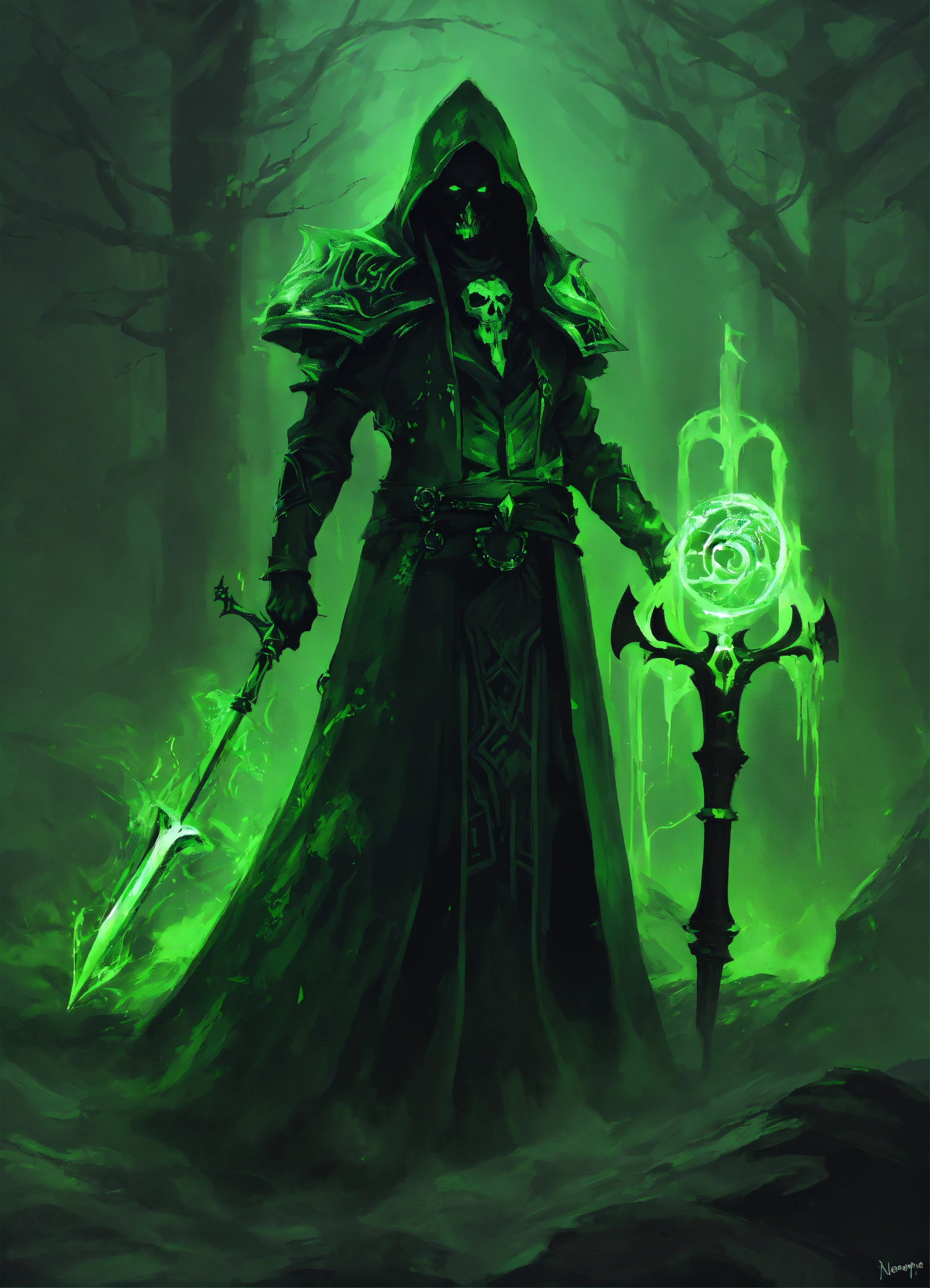 Lexica - Necromancer, green, black, white, minimalist