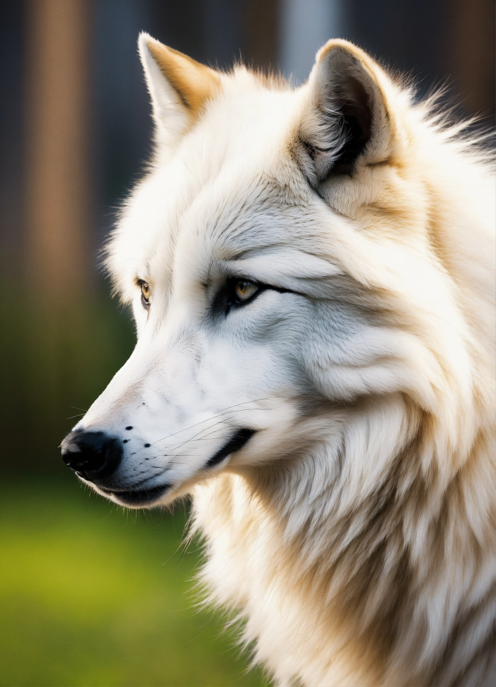Lexica - A white wolf with a black spot that fades out on all sides ...